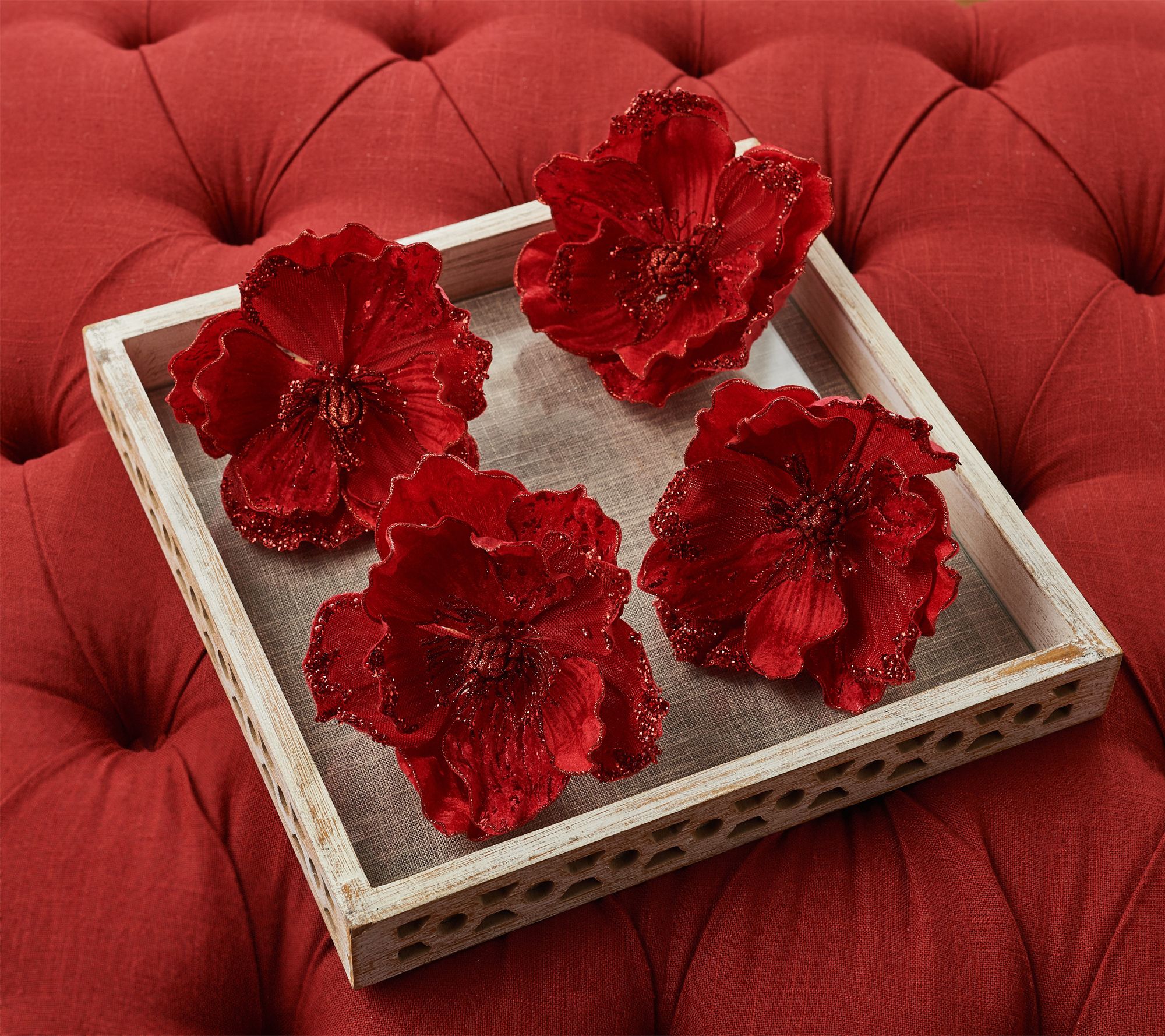 "As Is" Set of 4 Shimmered Magnolia Clips by Valerie - QVC.com