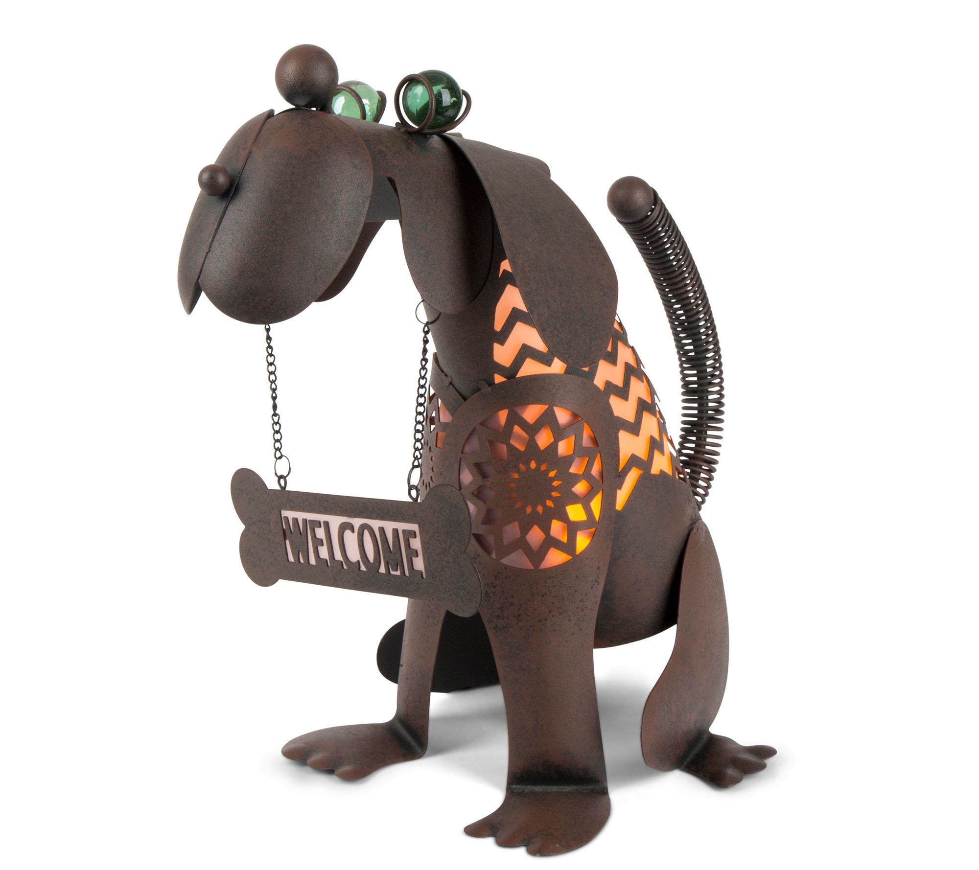 12.85"H Solar Lighted Welcome Dog by Gerson Co. - QVC.com