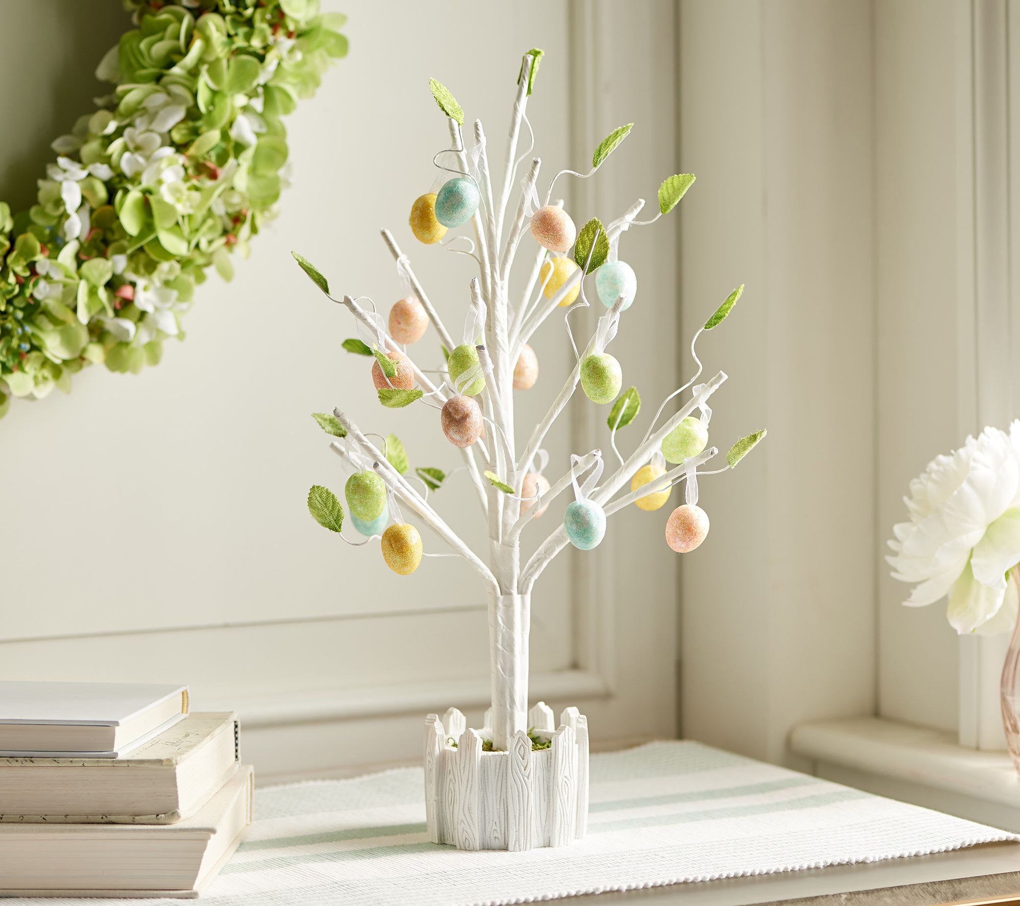 "As Is" 16" Easter Egg Tree in Picket Fence Pot by Valerie - QVC.com