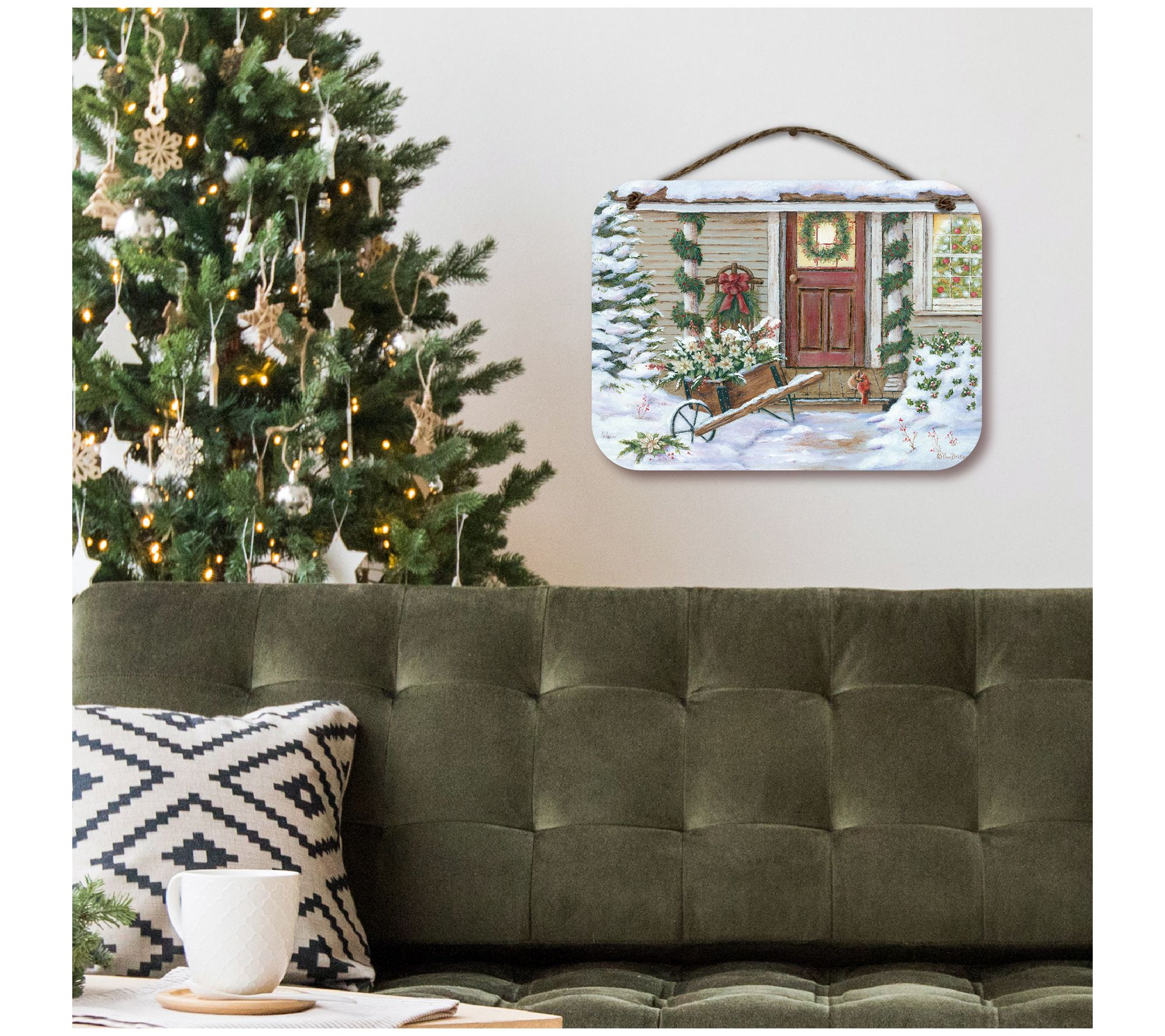 Courtside Market Christmas Front Door 12x16 Hanging Sign - QVC.com