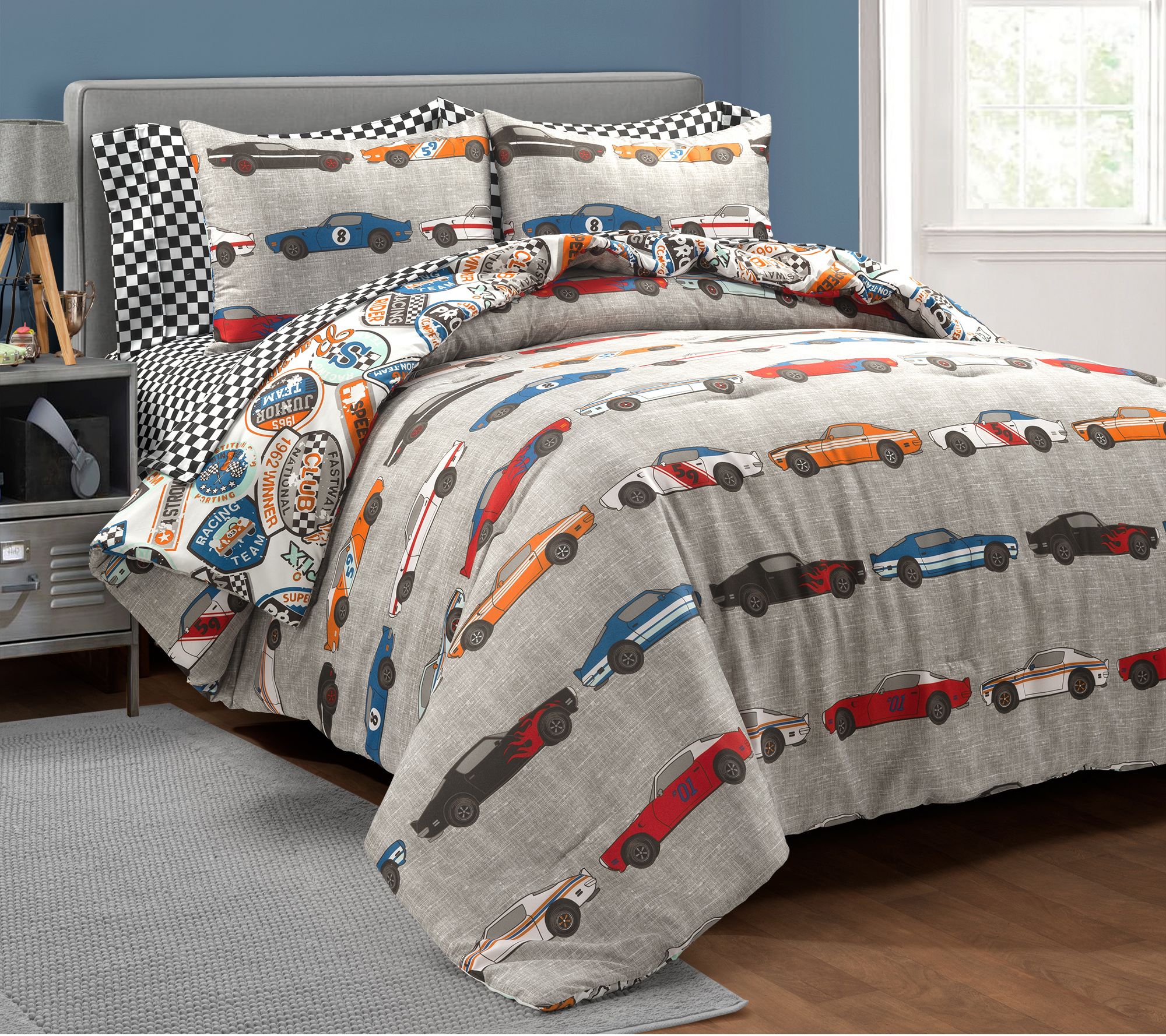Lush Decor Race Cars Full Reversible ComforterSet - QVC.com