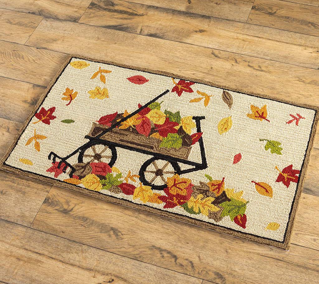 Evergreen Indoor/Outdoor Fall Wagon Hooked Rug - QVC.com