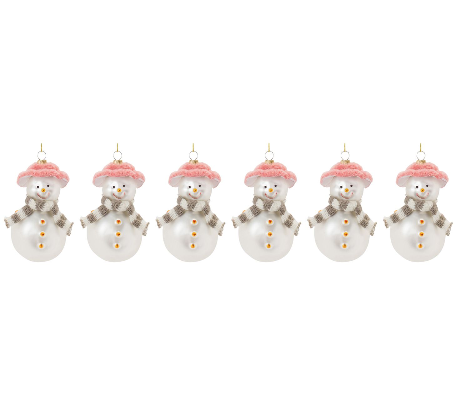 Melrose Glass Snowman Ornament (Set of 6) - QVC.com