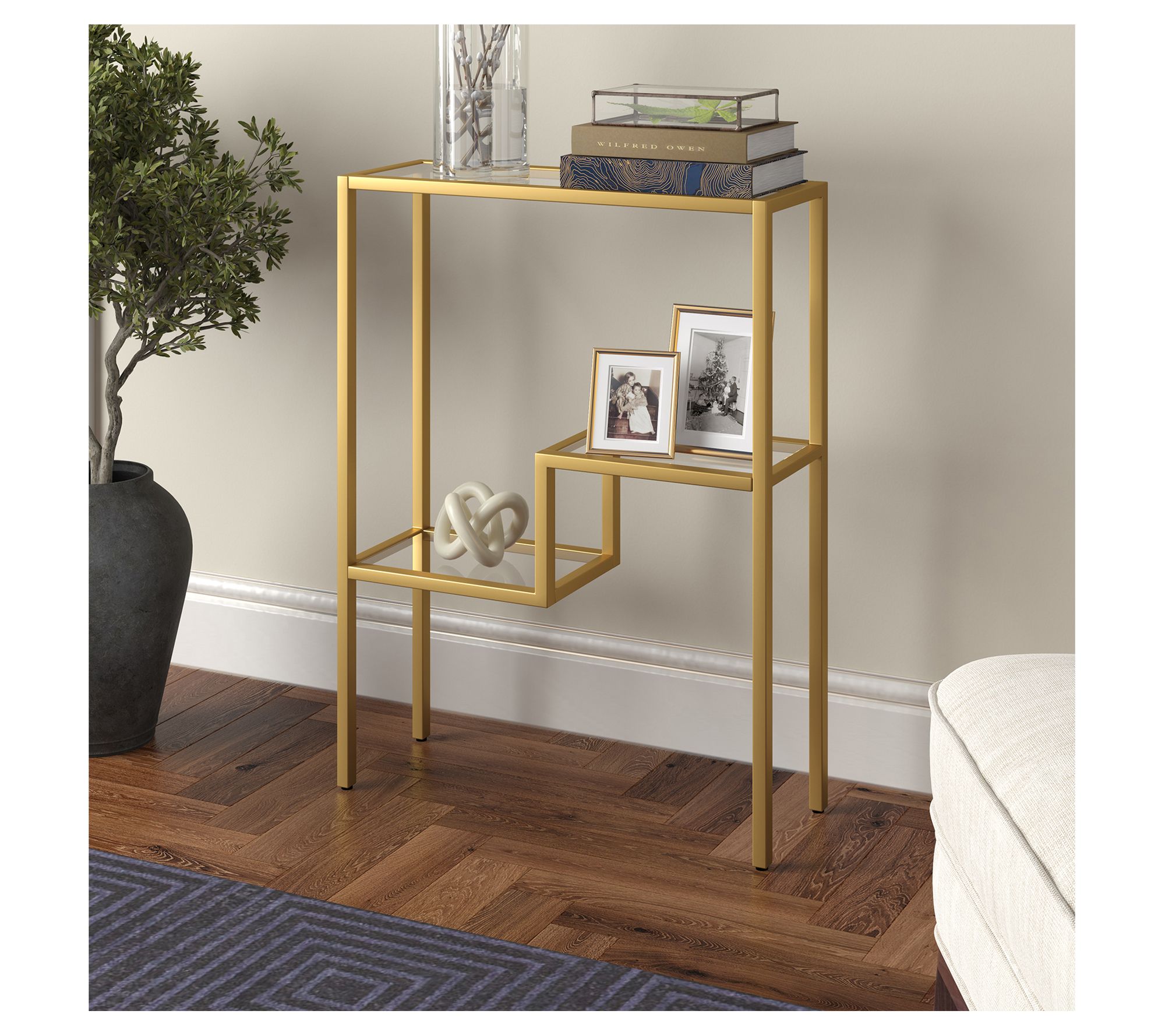 Hudson & Canal Lovett 22" Wide Brass Console Table - QVC.com