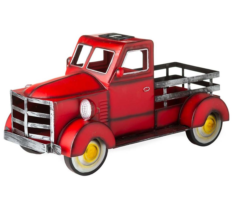 Plow & Hearth Red Vintage Style Solar Pickup Tr uck Planter - QVC.com