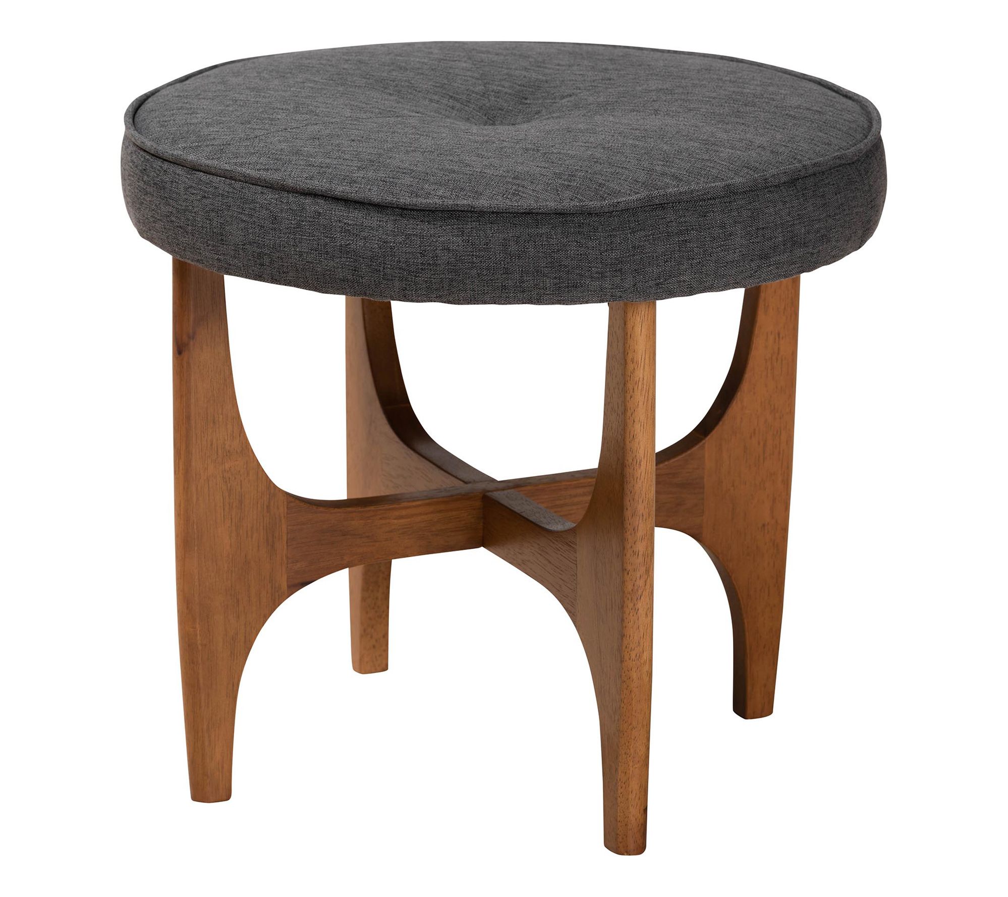 Baxton Studio Theo Fabric and Wood Ottoman Footstool - QVC.com