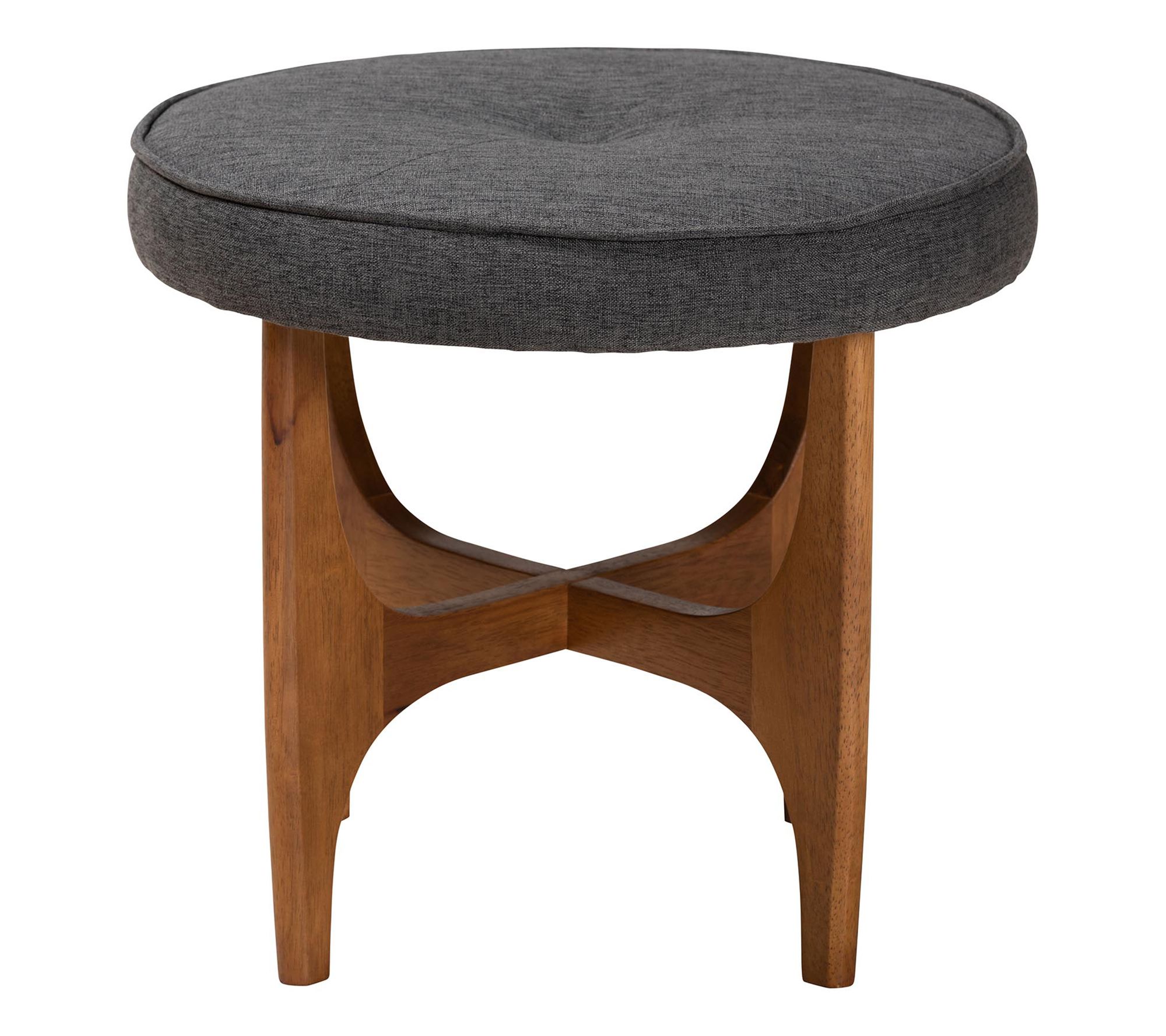 Baxton Studio Theo Fabric and Wood Ottoman Footstool - QVC.com