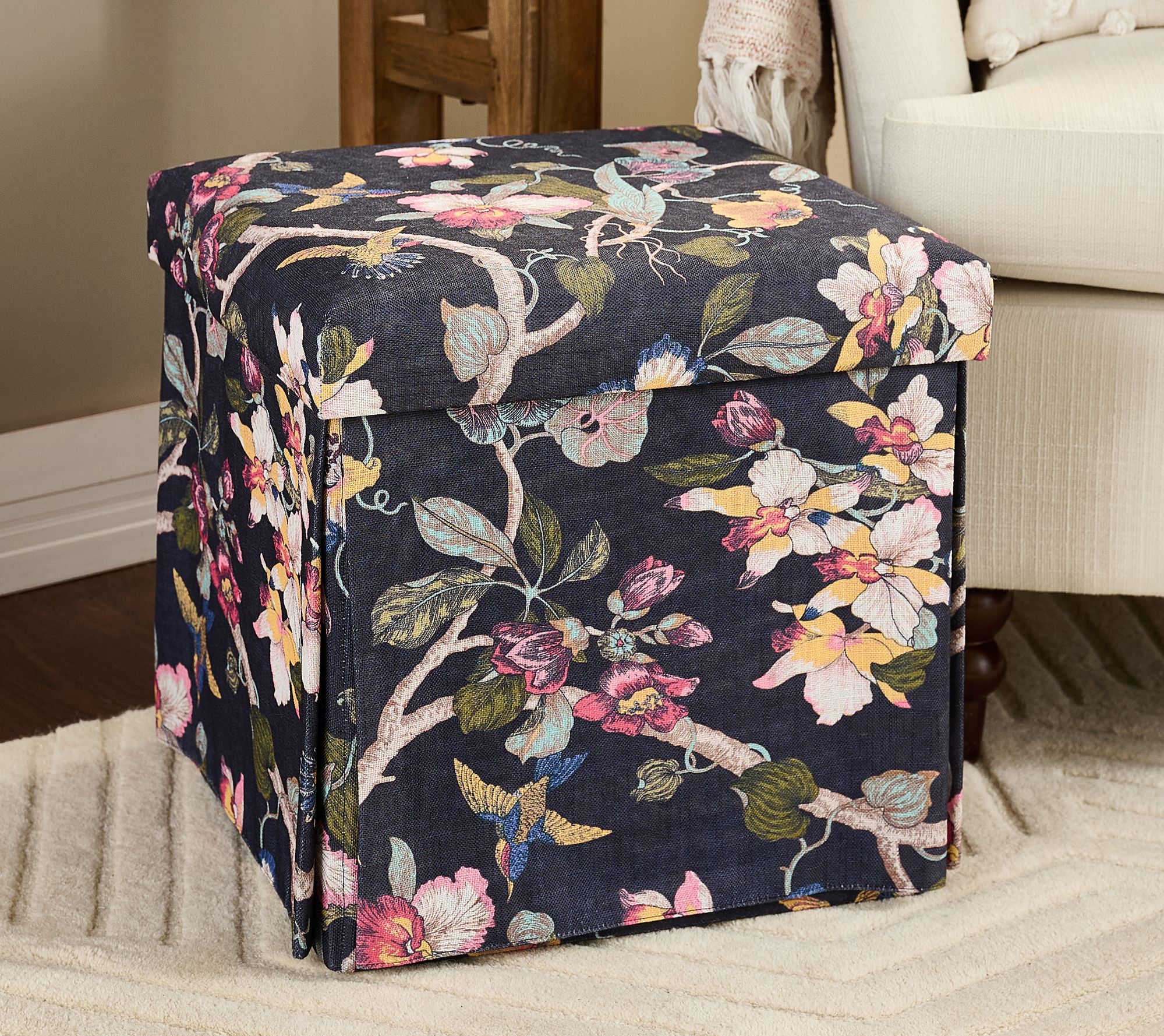 "As Is" Home Reflections Printed Foldable Square Storage Ottoman - QVC.com