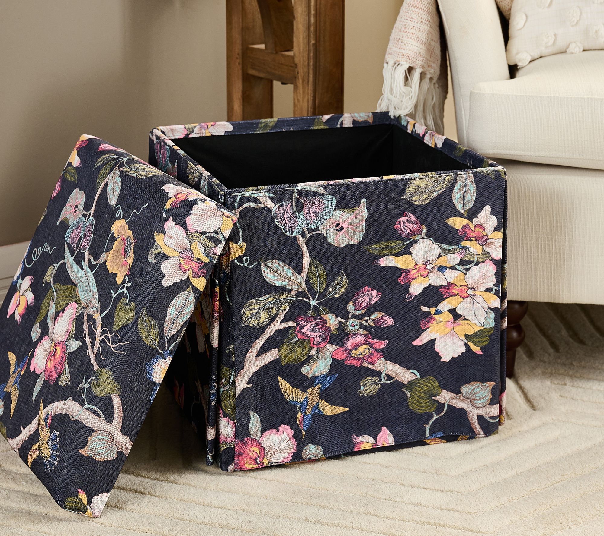 "As Is" Home Reflections Printed Foldable Square Storage Ottoman - QVC.com