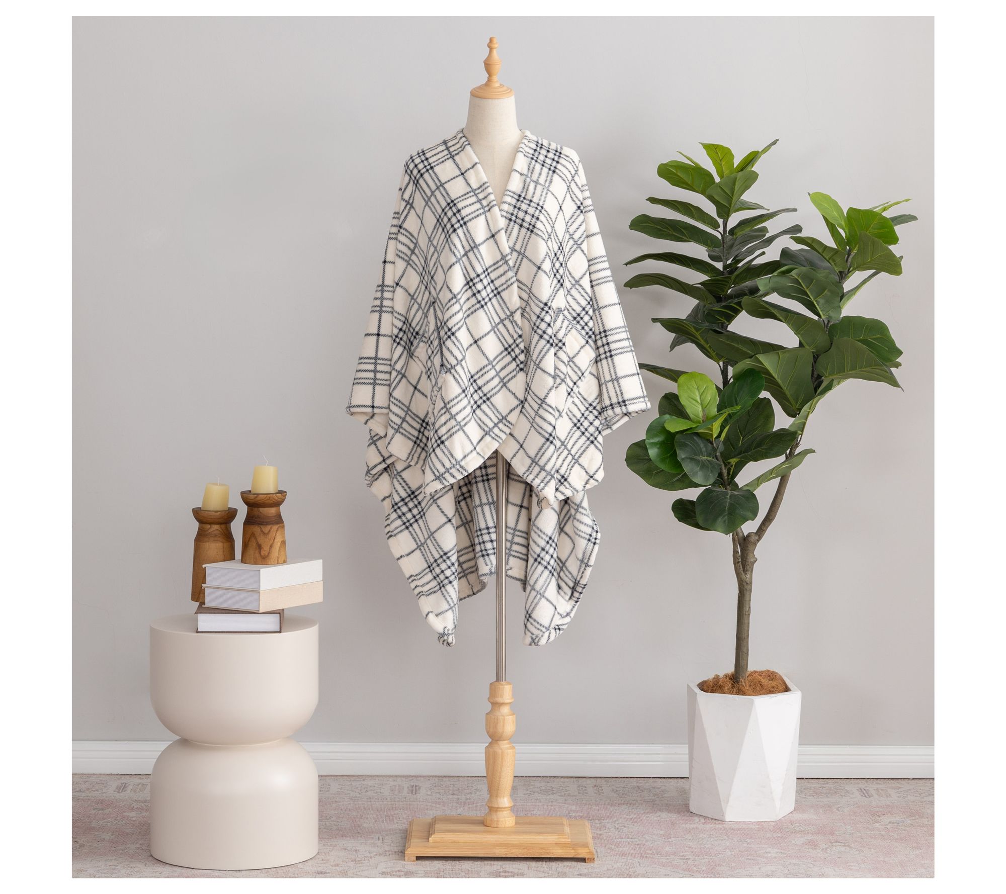 Berkshire Rawlings Plaid Velvetsoft Plush Wearable Throw - QVC.com