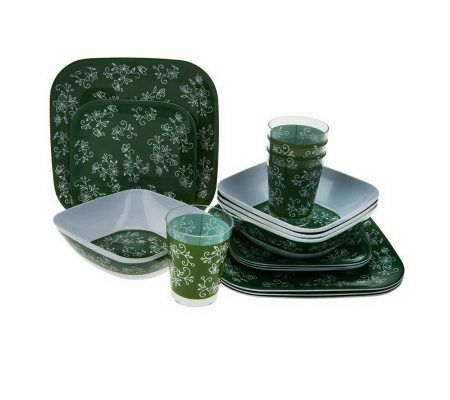 Temp-tations Floral Lace 16-piece Outdoor Dinnerware Set - QVC.com