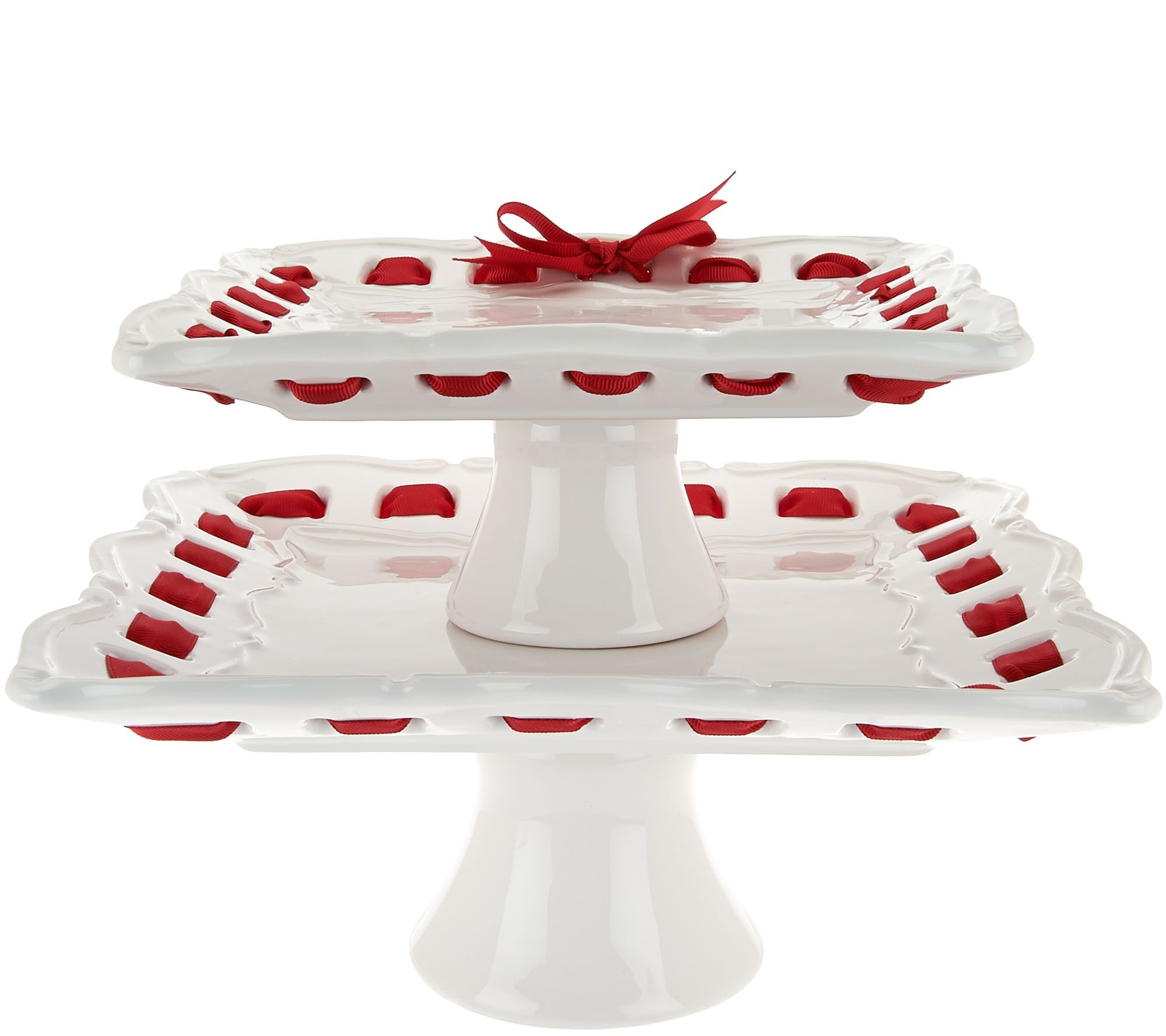 2-piece Ceramic Stackable Square Servers with Ribbon by Valerie - QVC.com