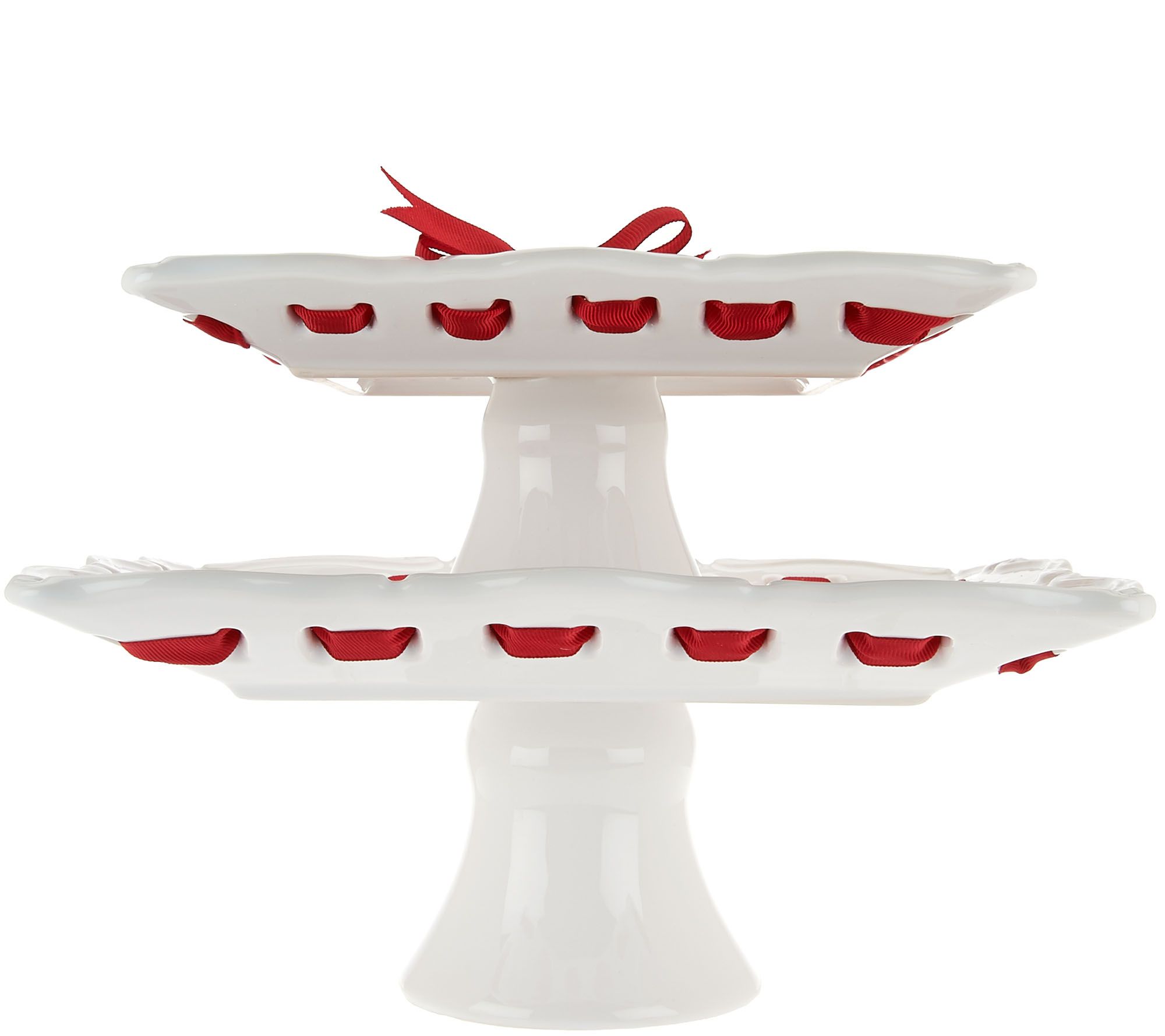 2-piece Ceramic Stackable Square Servers with Ribbon by Valerie - QVC.com