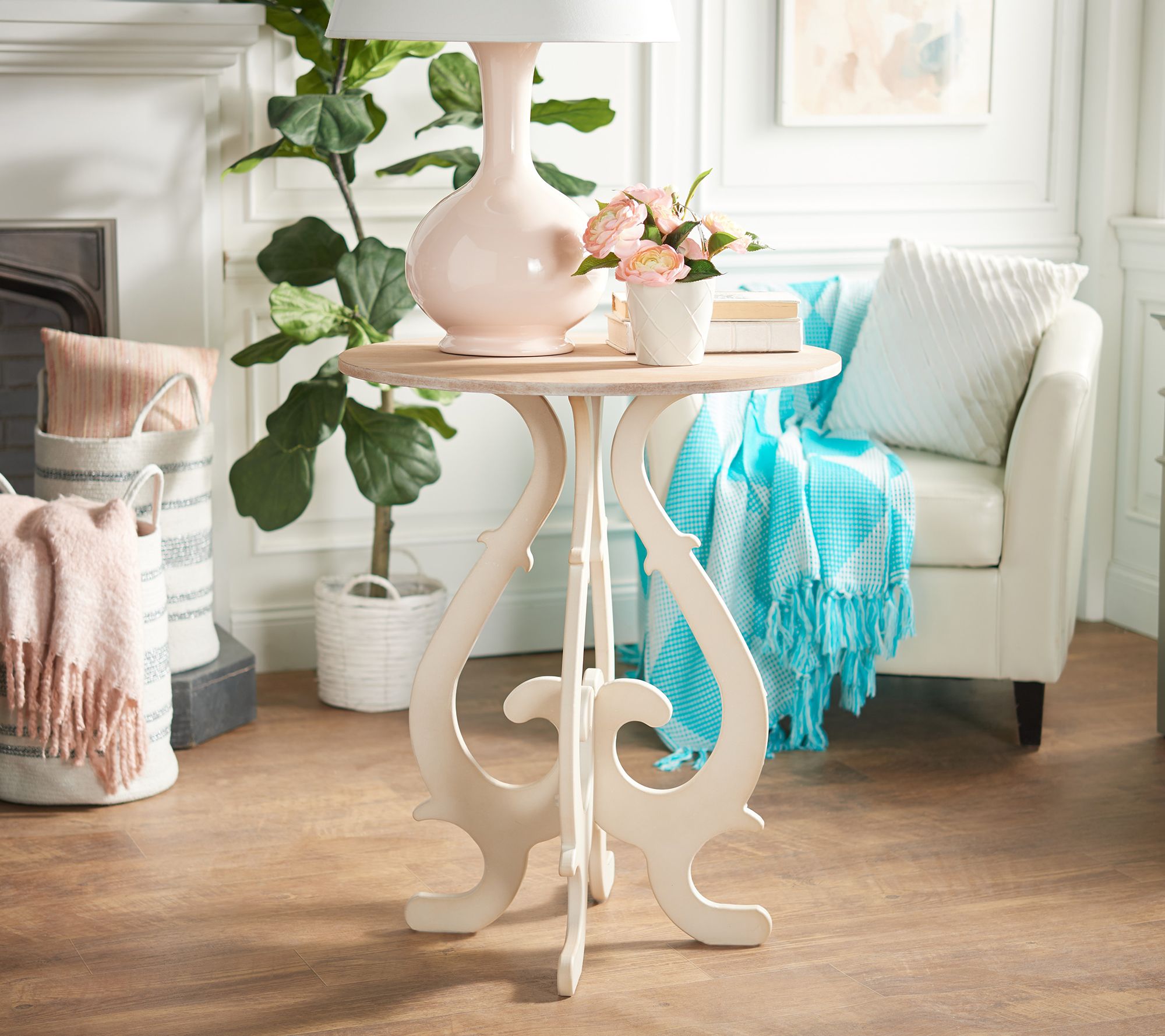 "As Is" Home Reflections Vintage Inspired Round Accent Table - QVC.com