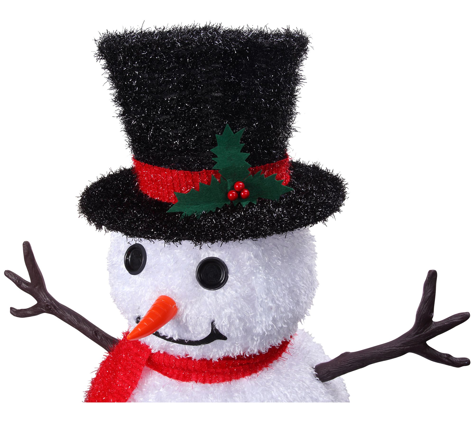 Haute Decor 48" Collapsible Tinsel Fabric Snowm an - QVC.com