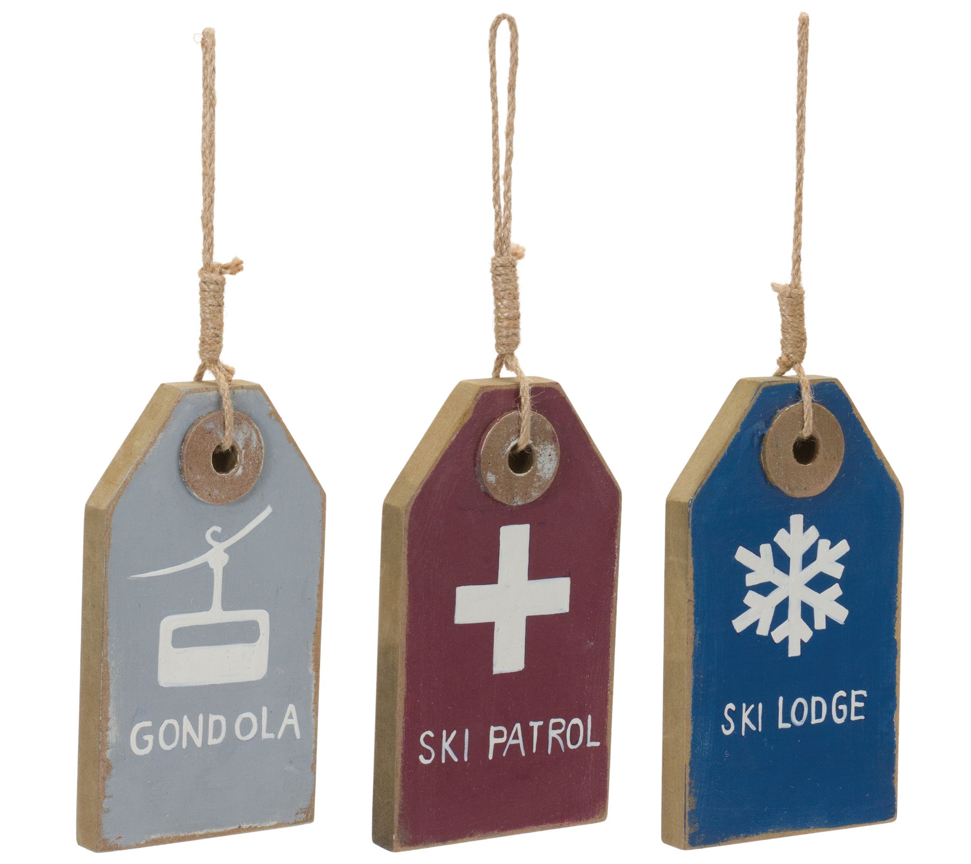 Melrose Wood Ski Tag Ornament (Set of 12) - QVC.com