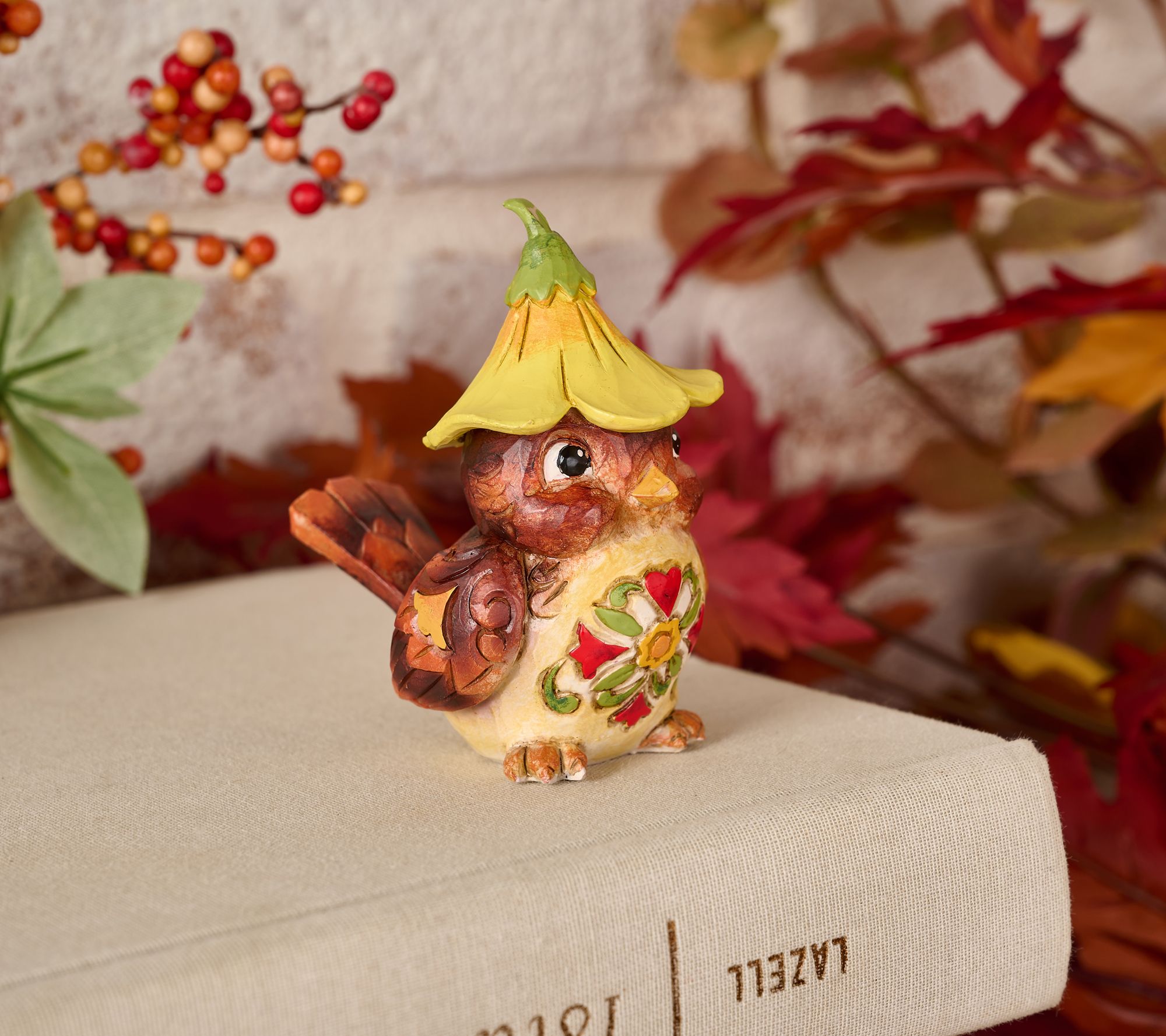 Jim Shore Heartwood Creek Harvest Bird with Flower Hat - QVC.com
