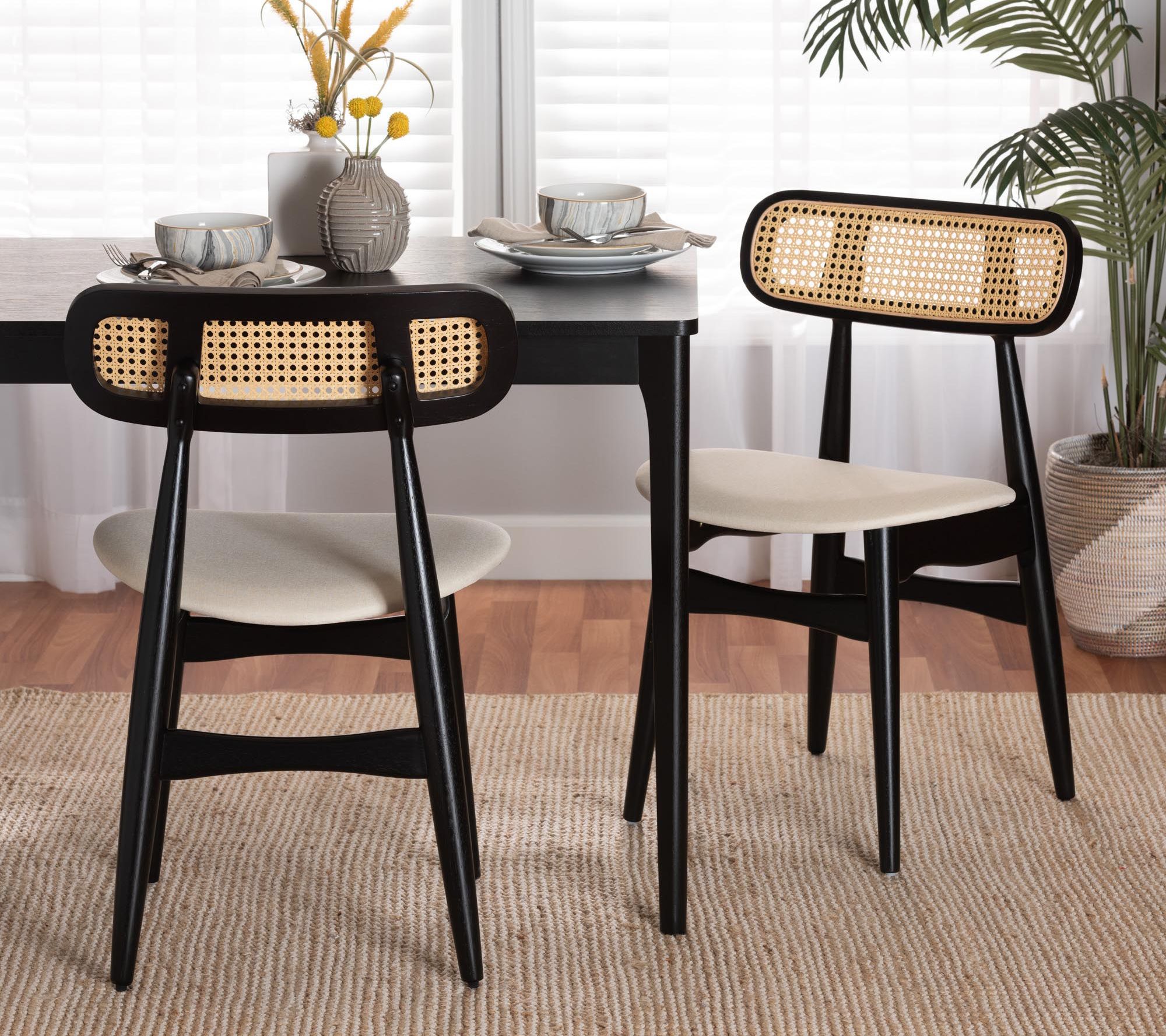 Baxton Studio T arana Cream Fab ric Dining Chai r Set of 2 - QVC.com