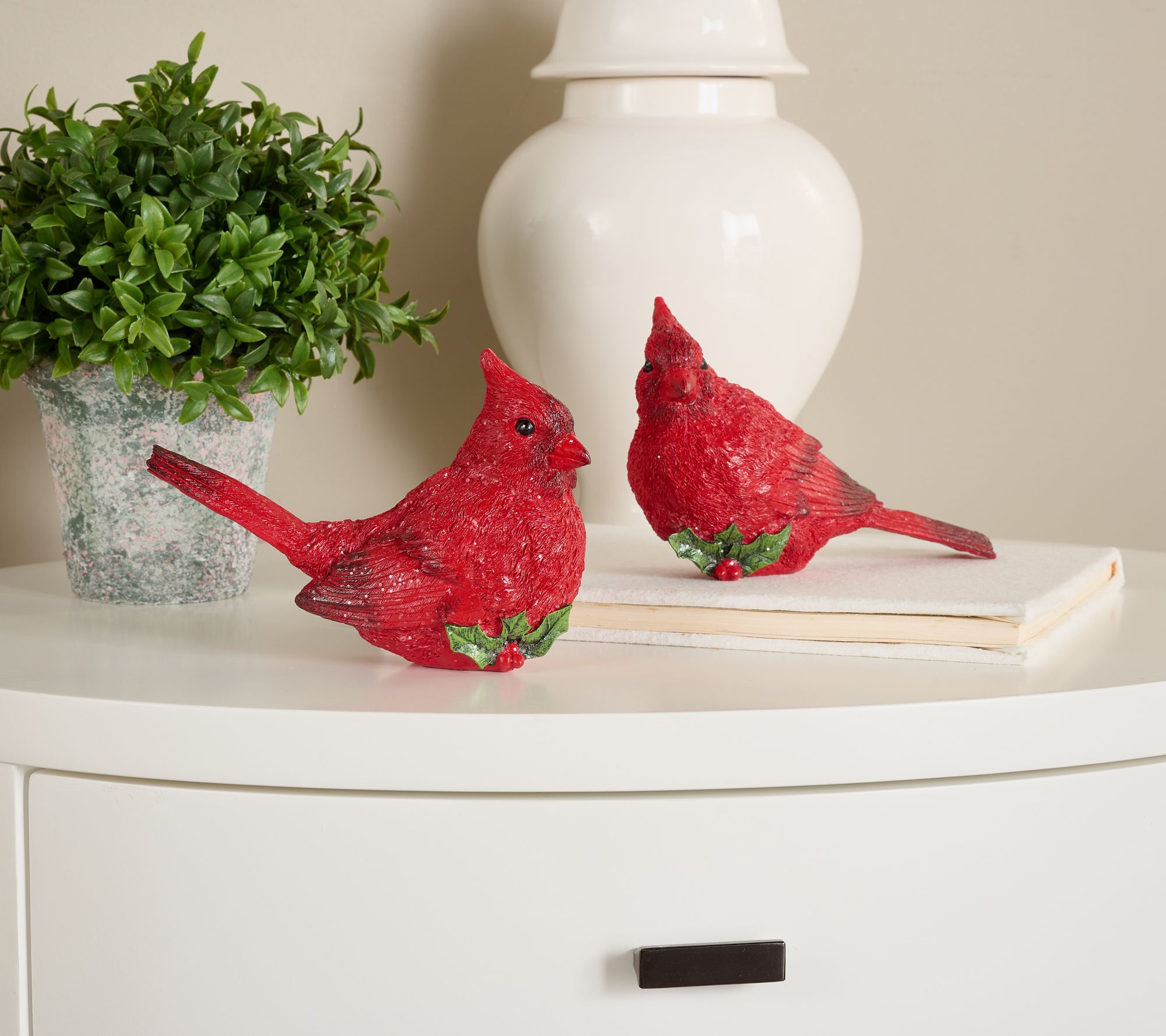 "As Is" Set of 2 Glistening Cardinal Figures by Valerie - QVC.com