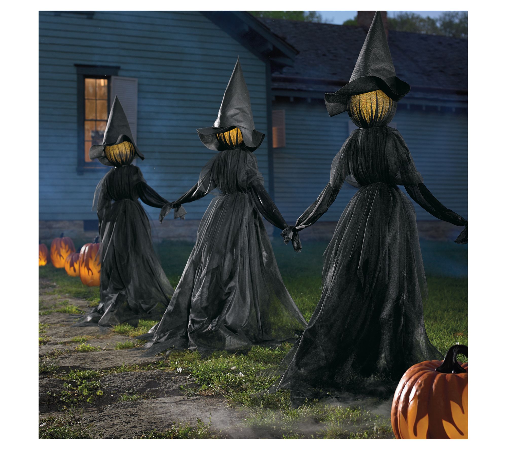 Grandin Road Set of 3 Holding Hands Witches with Stakes - QVC.com
