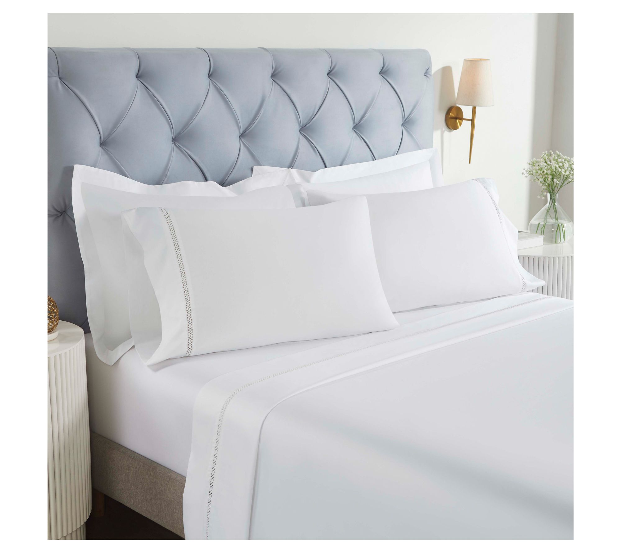 Superior Riverton Cotton Embroidered Sheet Set, Queen - QVC.com