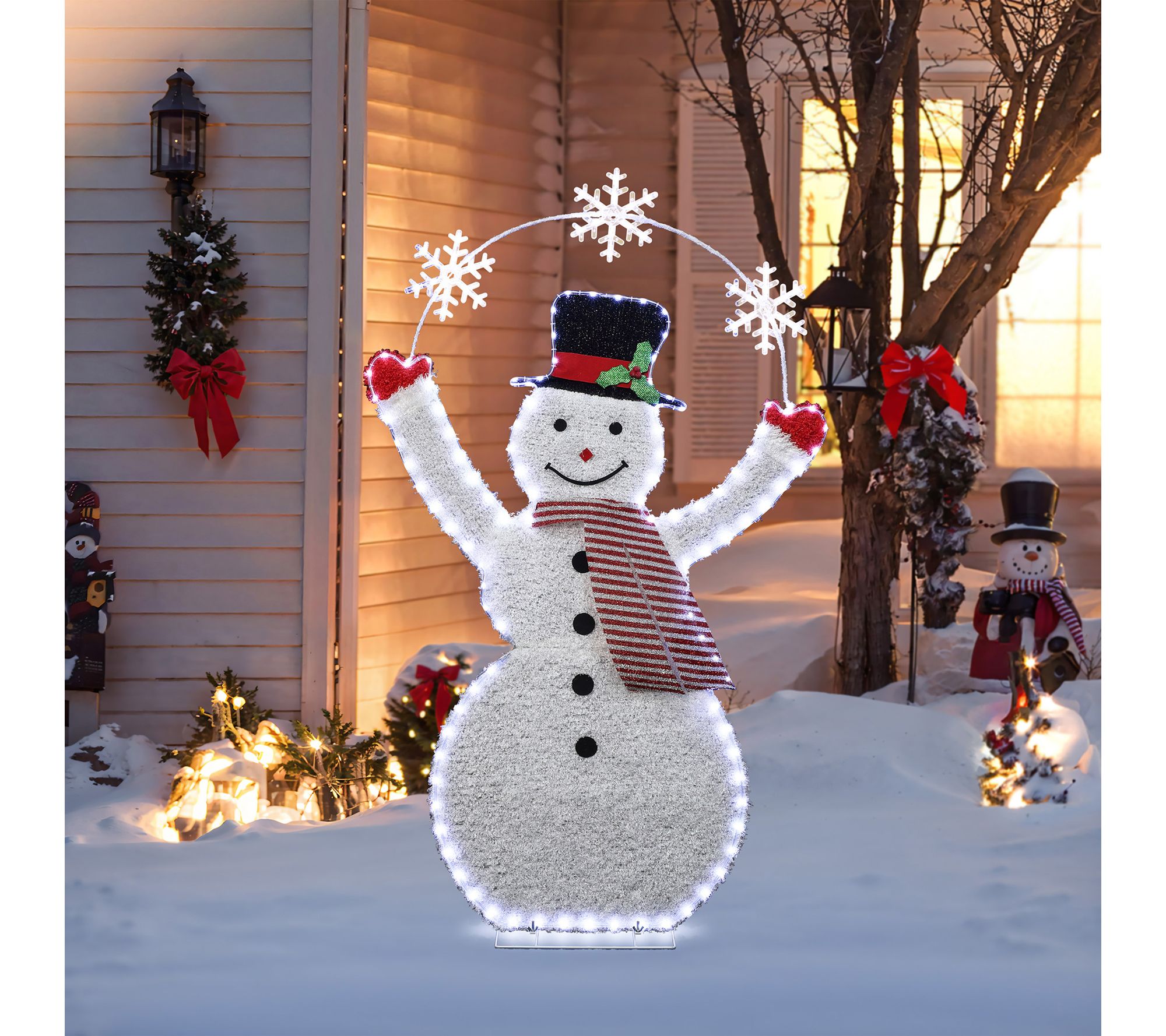 LuxenHome 5Ft Lighted Snowman with Arch Xmas Decoration - QVC.com