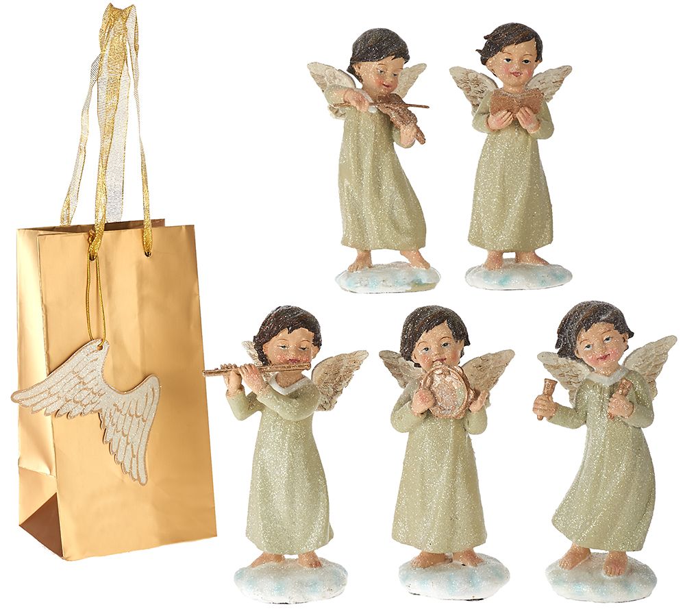 "As Is" Set of 5 Musical Angels with Gift Bags by Valerie - QVC.com