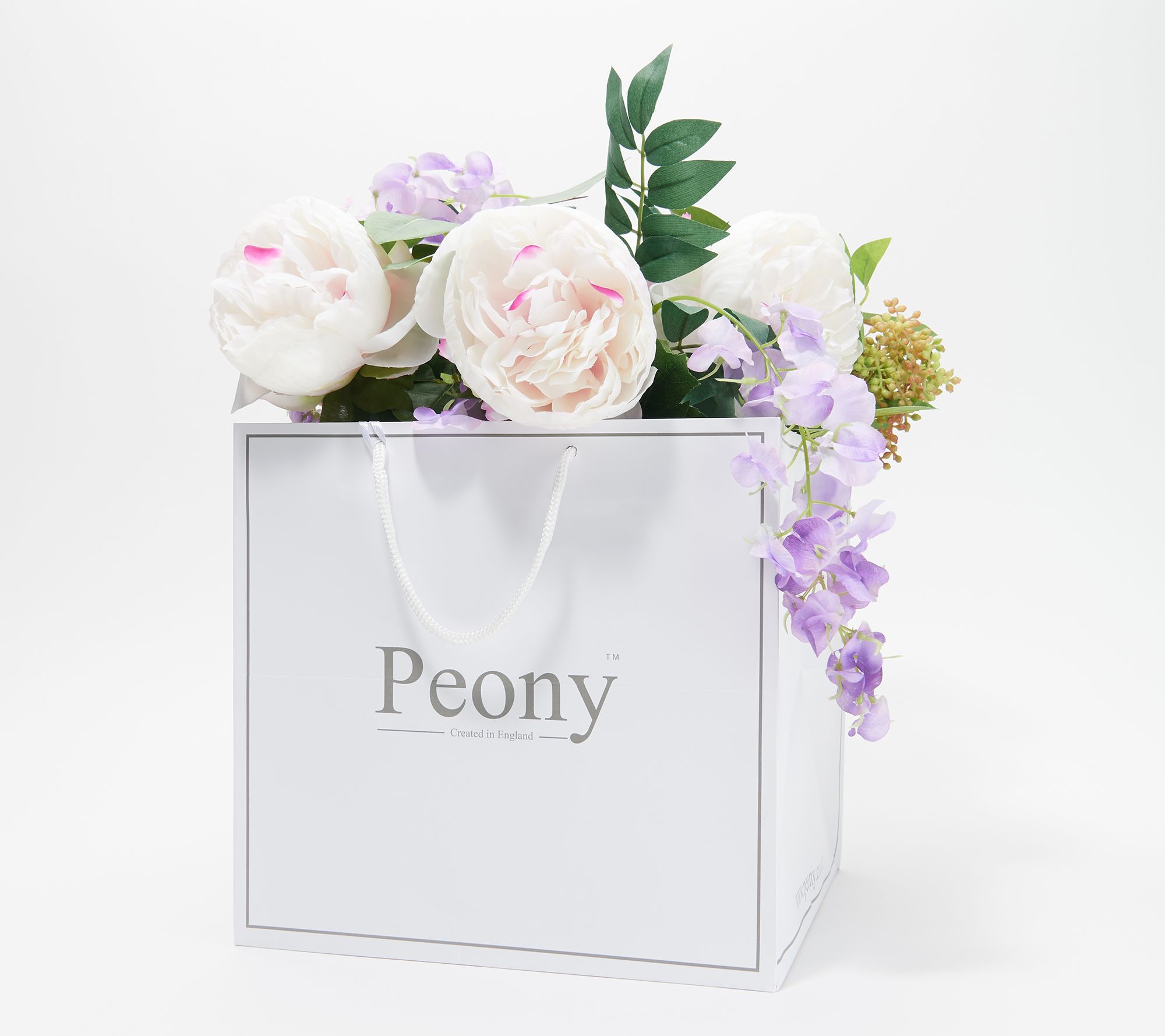 "As Is" Peonies and Wisteria Floral Arrangement by Peony - QVC.com