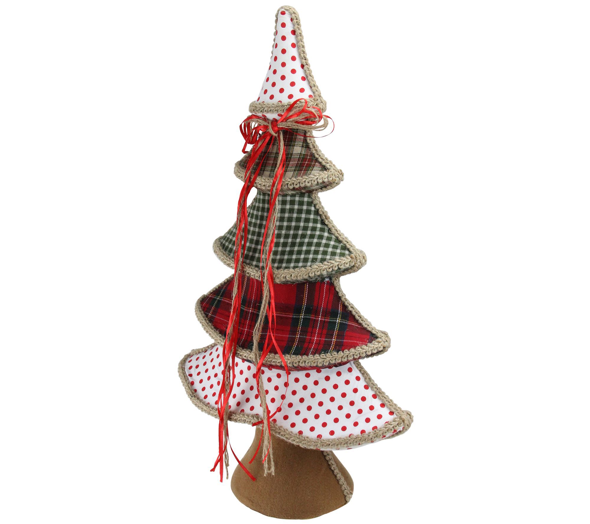 Northlight 23" Red & Green Plaid & Polka Dot Tre Decor - QVC.com