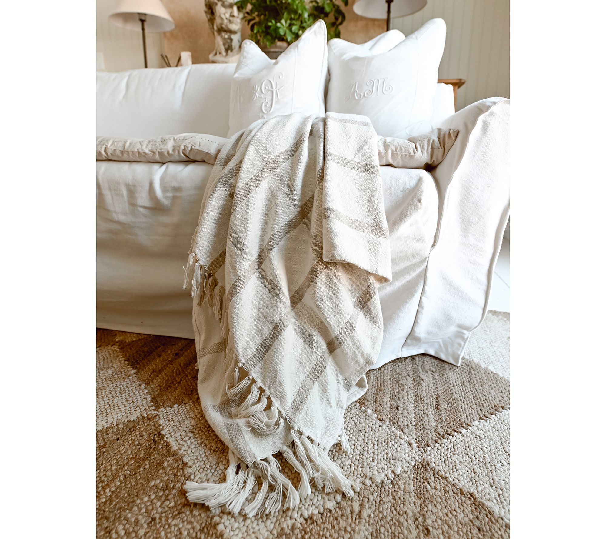 Cozy Cottage by Liz Marie Oversized Windowpane Plaid Throw - QVC.com