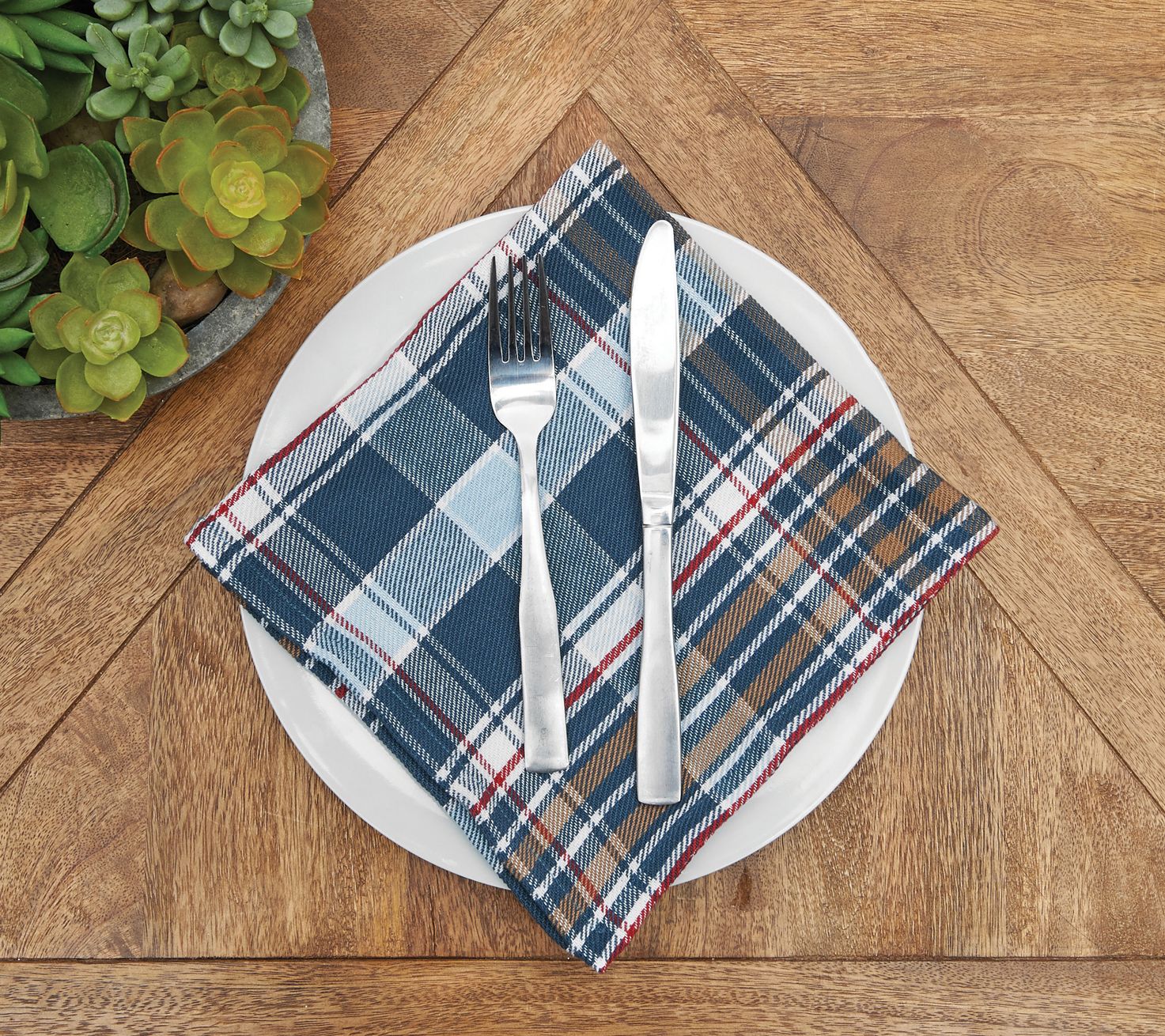 18" x 18" Lawson Lake Plaid Napkin Set of 6 byValerie - QVC.com