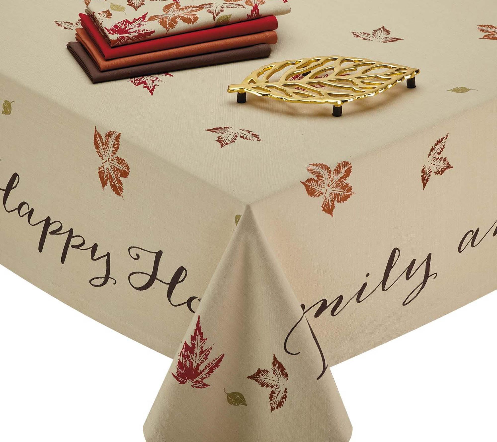 Design Imports Rustic Leaves Printed Tablecloth60" x 84" - QVC.com