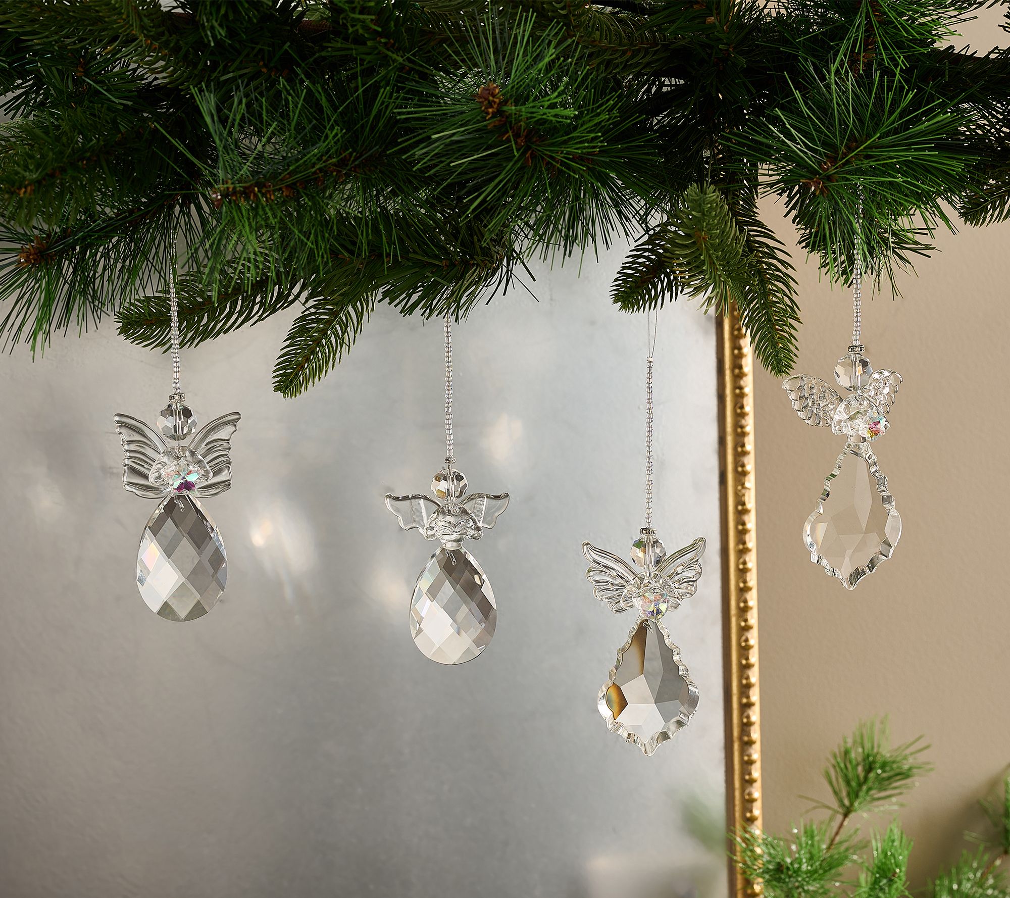 Set of 4 Faceted Glass Angel Ornaments by Valerie - QVC.com