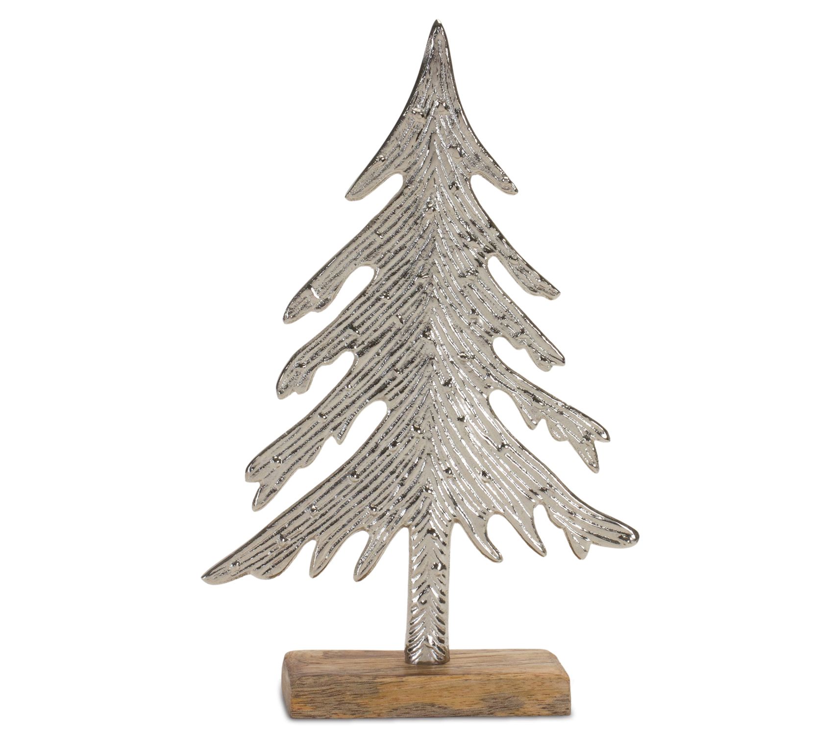 Melrose Metal P ine Tree on Man go Wood Base (S et of 3) - QVC.com