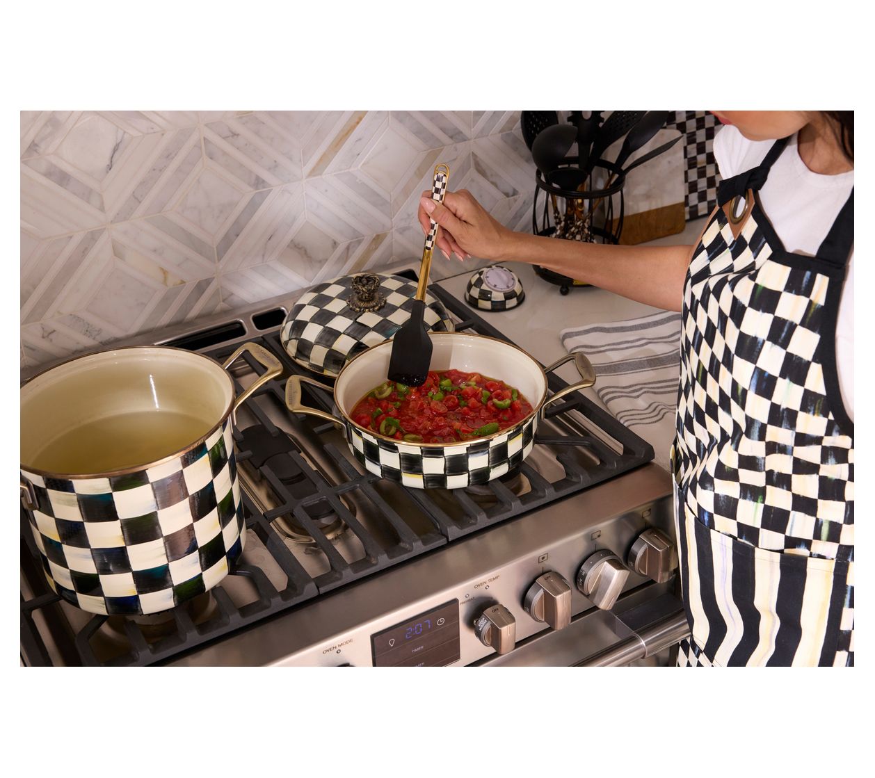 MacKenzie-Childs Courtly Check Bistro Apron - QVC.com