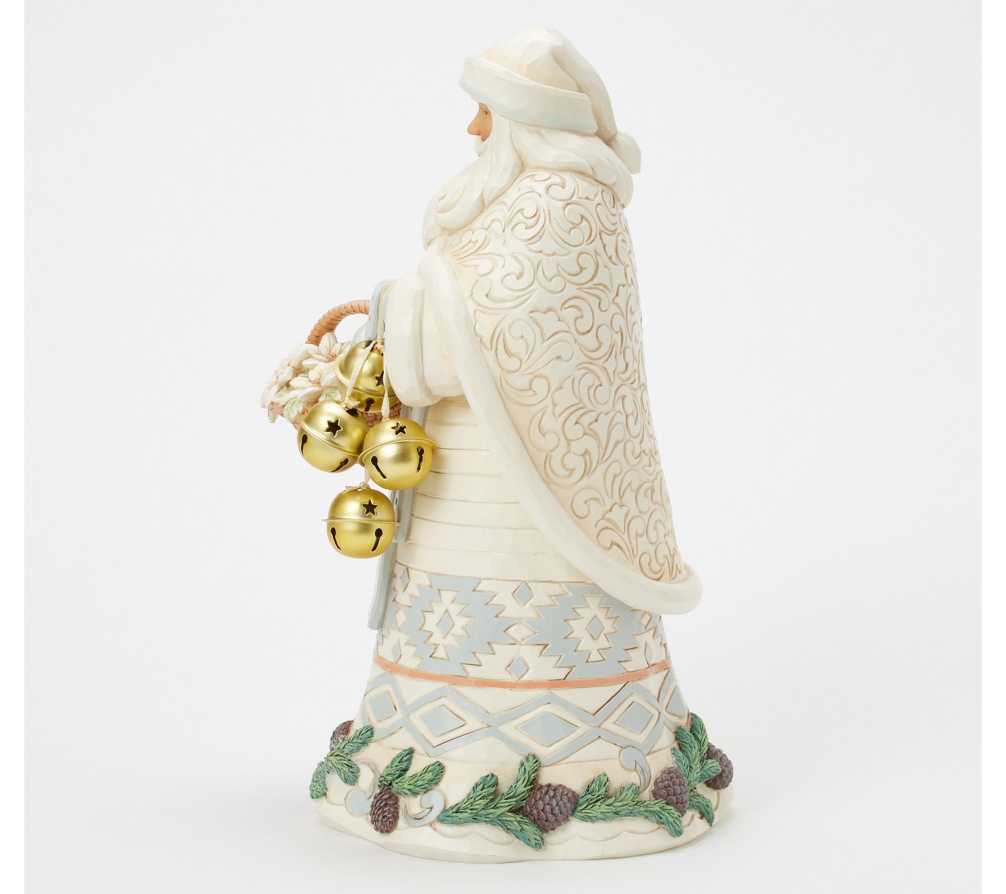 Jim Shore Woodland Santa Basket and Bells Figurine 12" - QVC.com