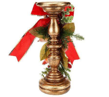 Beaded Fruit Candlestick with Berries, Pine, and Eucalyptus - QVC.com