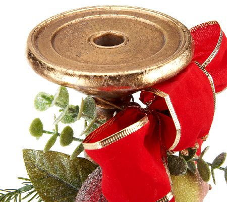 Beaded Fruit Candlestick with Berries, Pine, and Eucalyptus - QVC.com