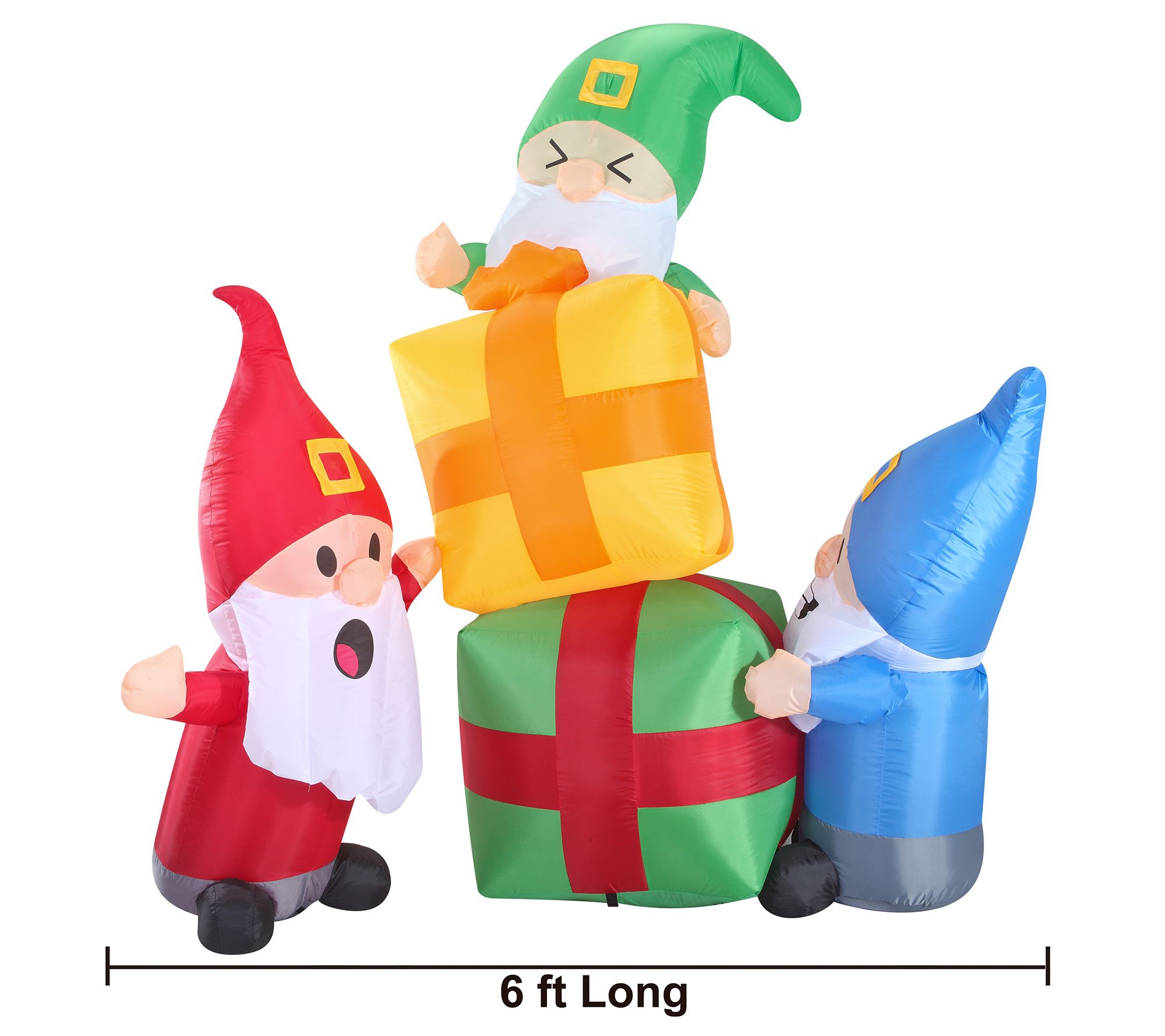 Joiedomi 6' Three Gnomes w/ Gift Boxes Inflatable Decoration - QVC.com
