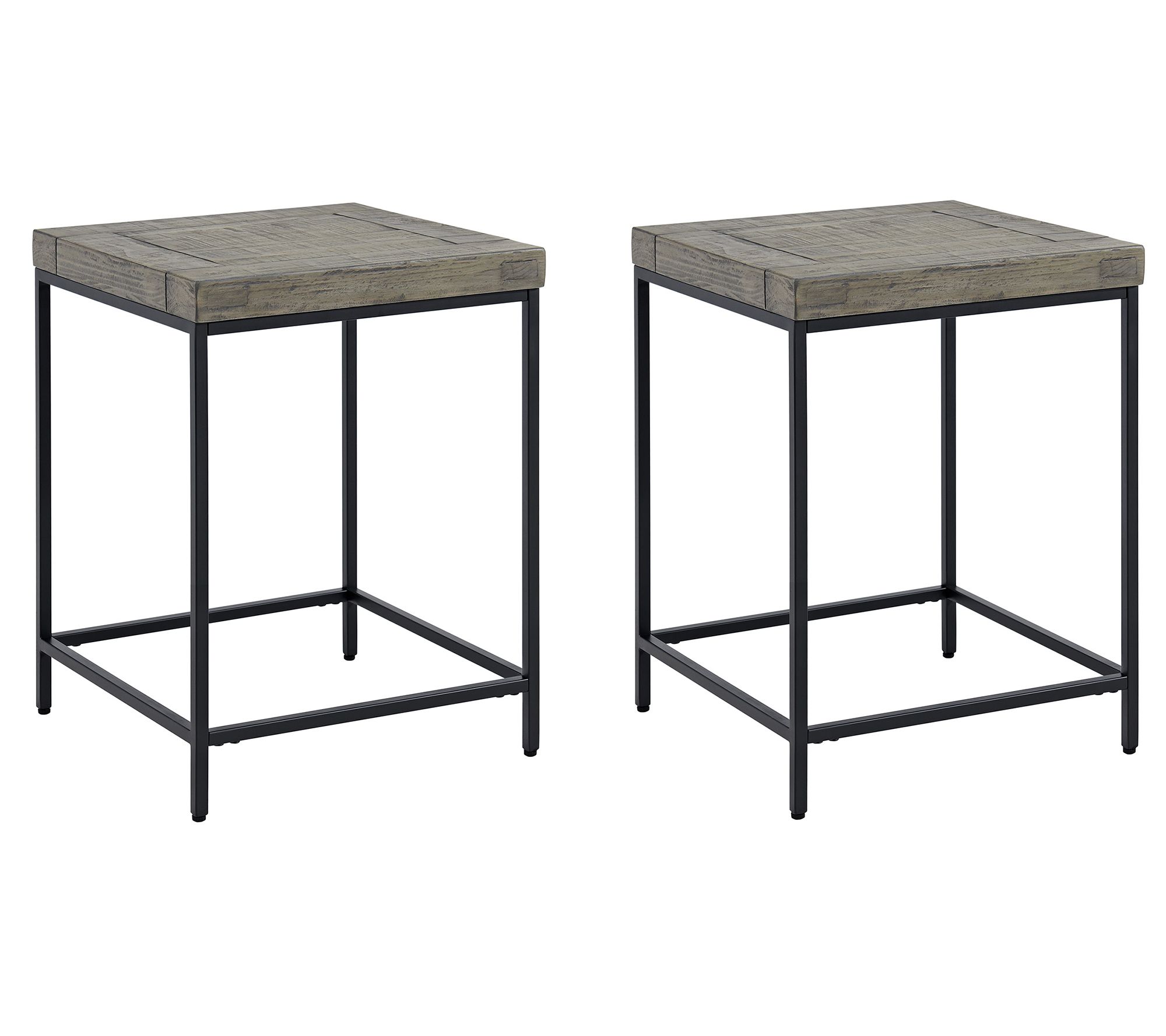 Lavish Home 2 Industrial Modern Side Tables with Wood Tops - QVC.com