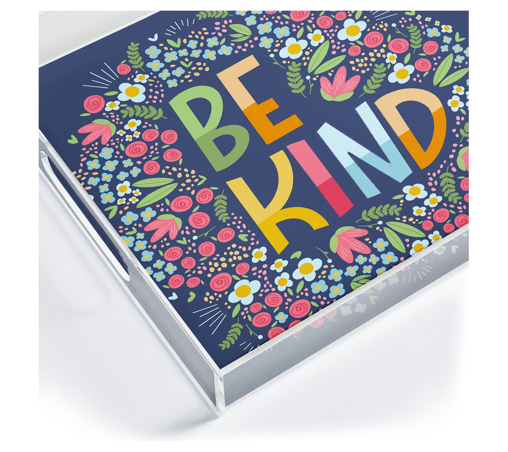 Deny Designs Acrylic Tray -Be Kind Floral by Valeria Frusta - QVC.com