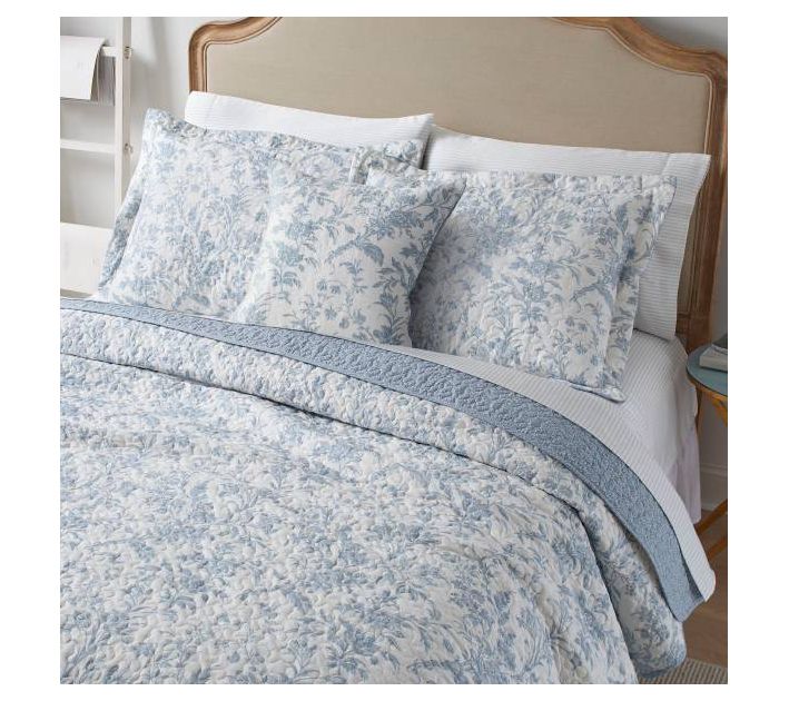 Laura Ashley Amberley Bright Blue Multi-Piece Full/Queen Quilt - QVC.com