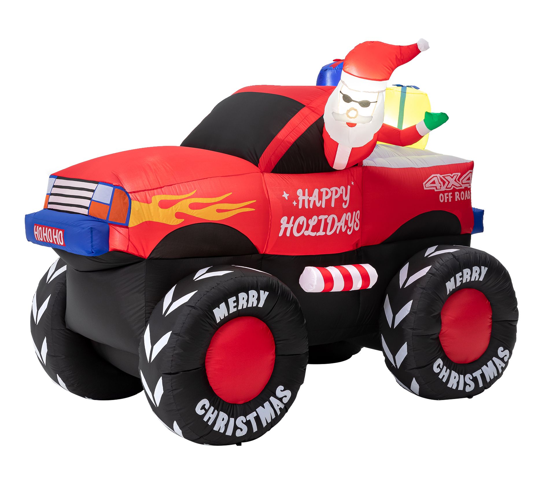 Glitzhome 7FT Lighted Santa Off Road Vehicle Inflatable Decor - QVC.com