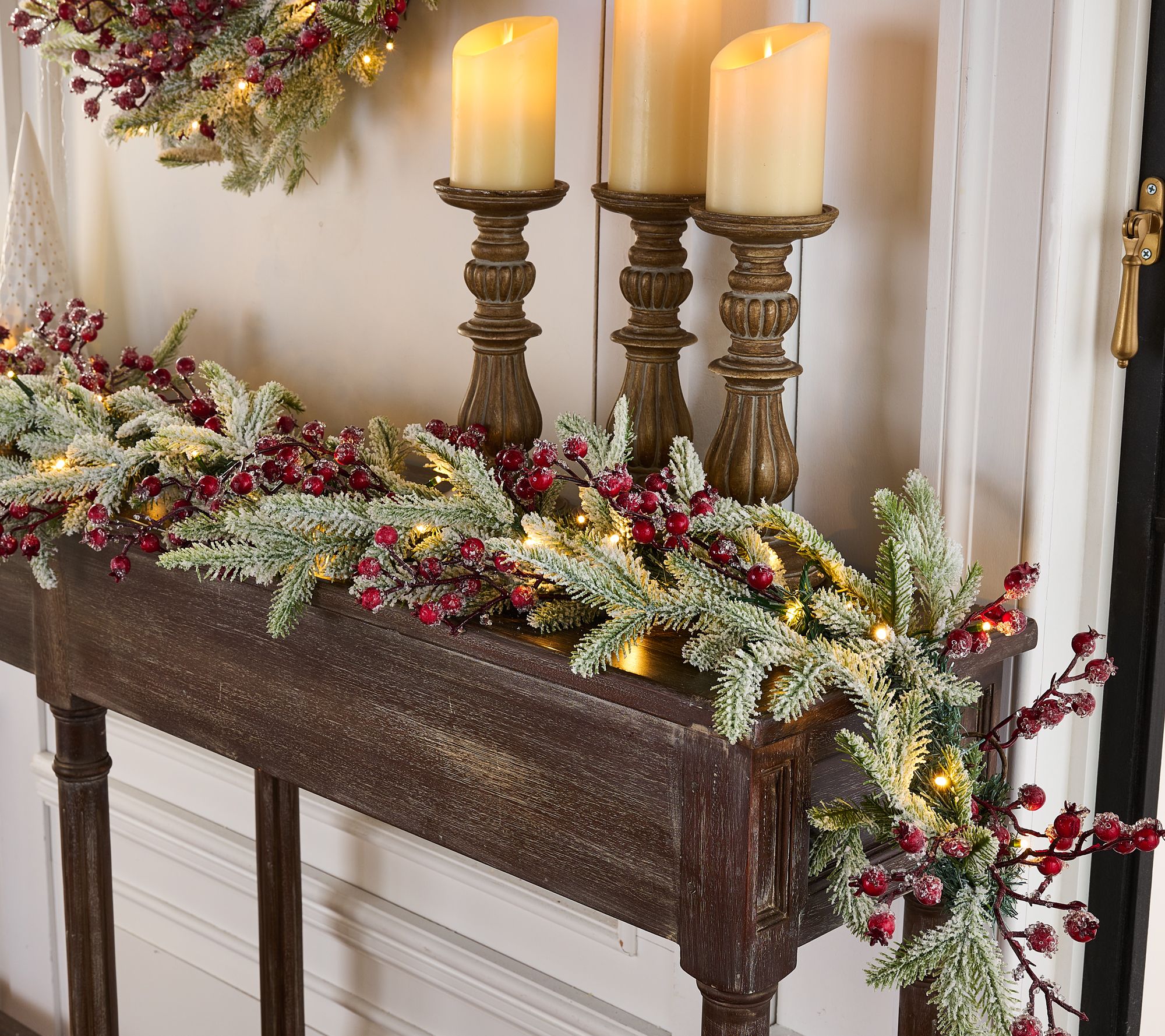 "As Is" Bethlehem Lights Illum. Frosted Berry 6' Garland - QVC.com