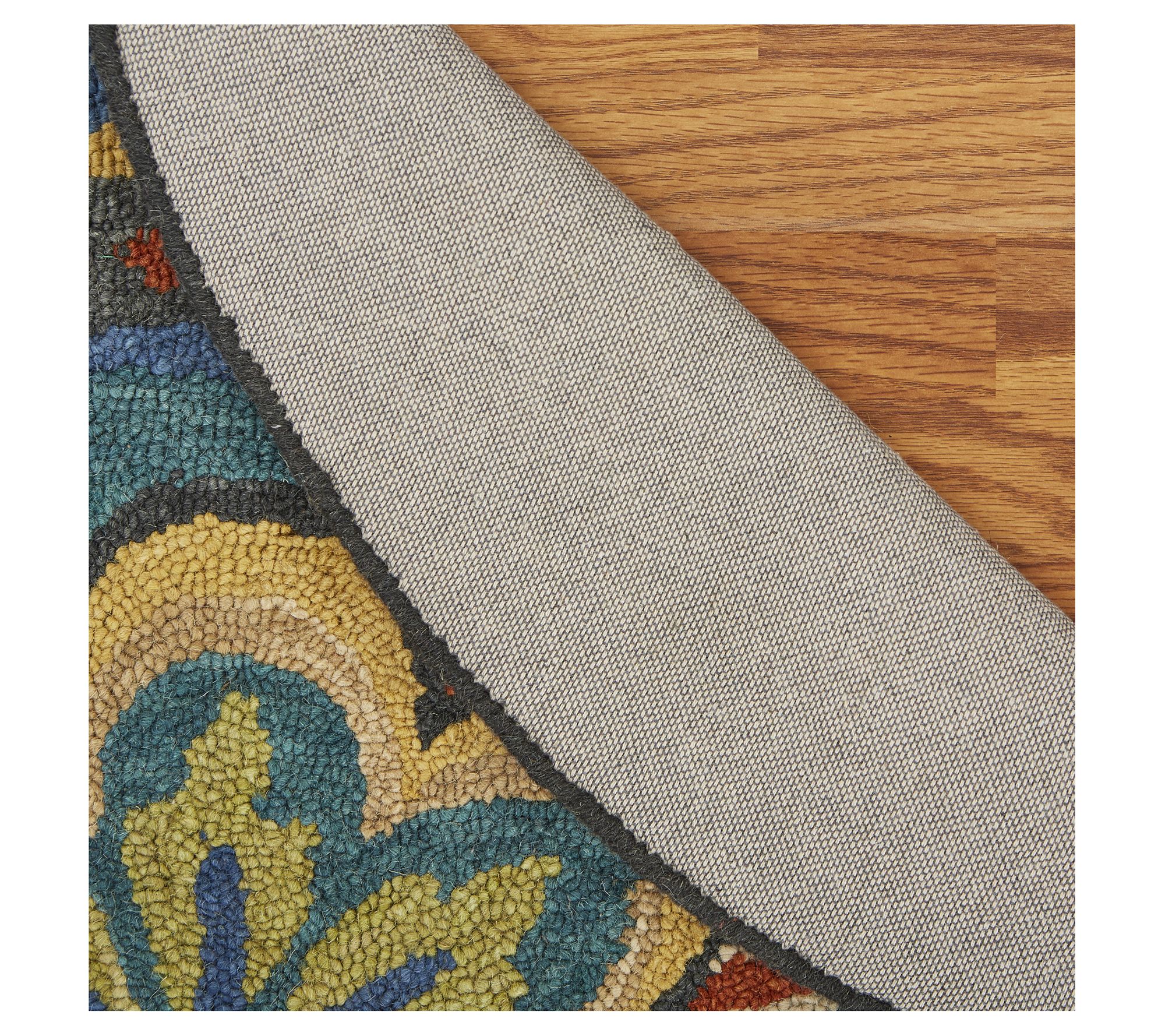 Ox Bay Millie Blue Floral Medallion Wool Indoor4' Round Rug - QVC.com