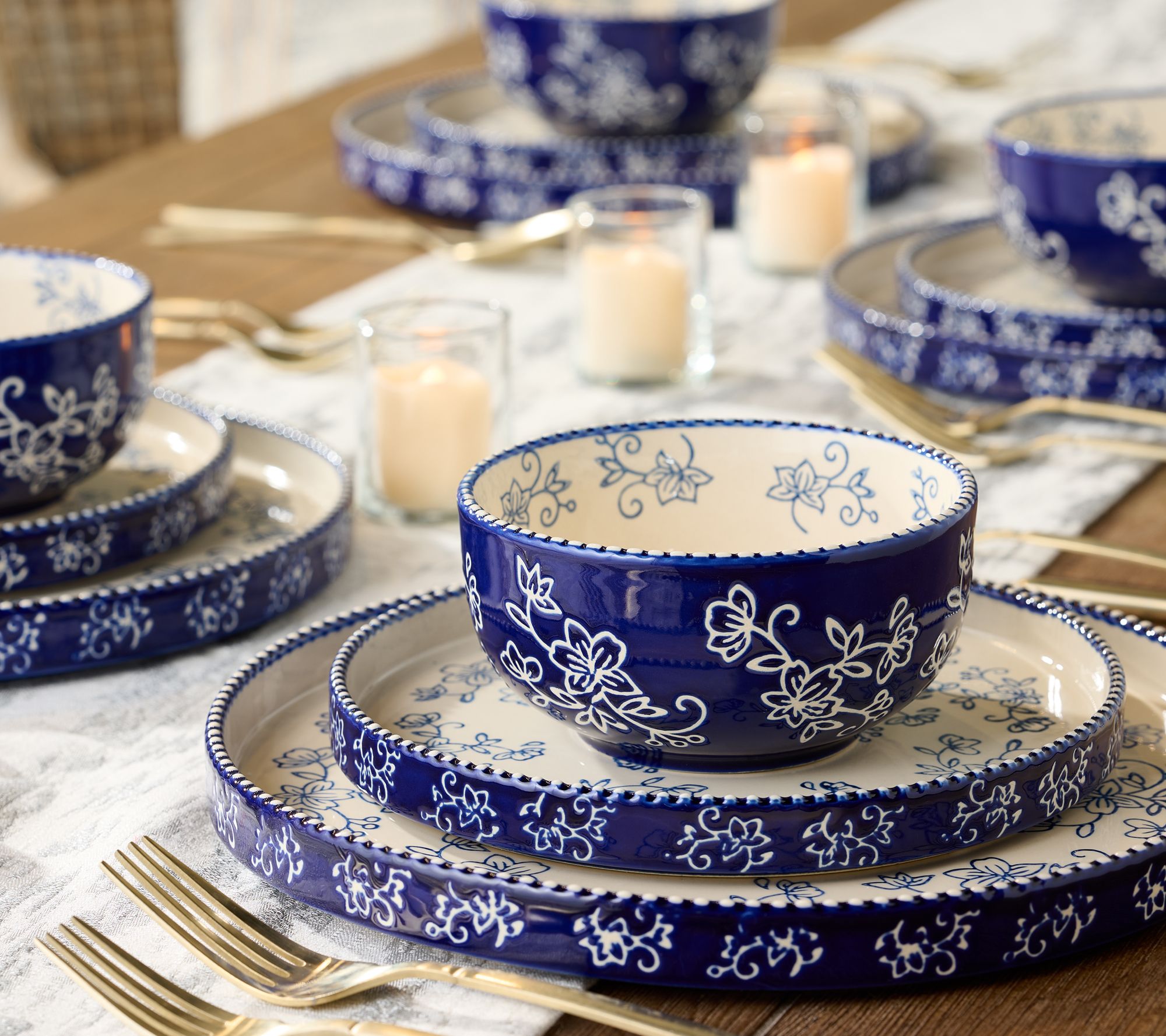 "As Is" Temp- tations Special Ed. Floral Lace 12-pc Stacking Dinnerware ...