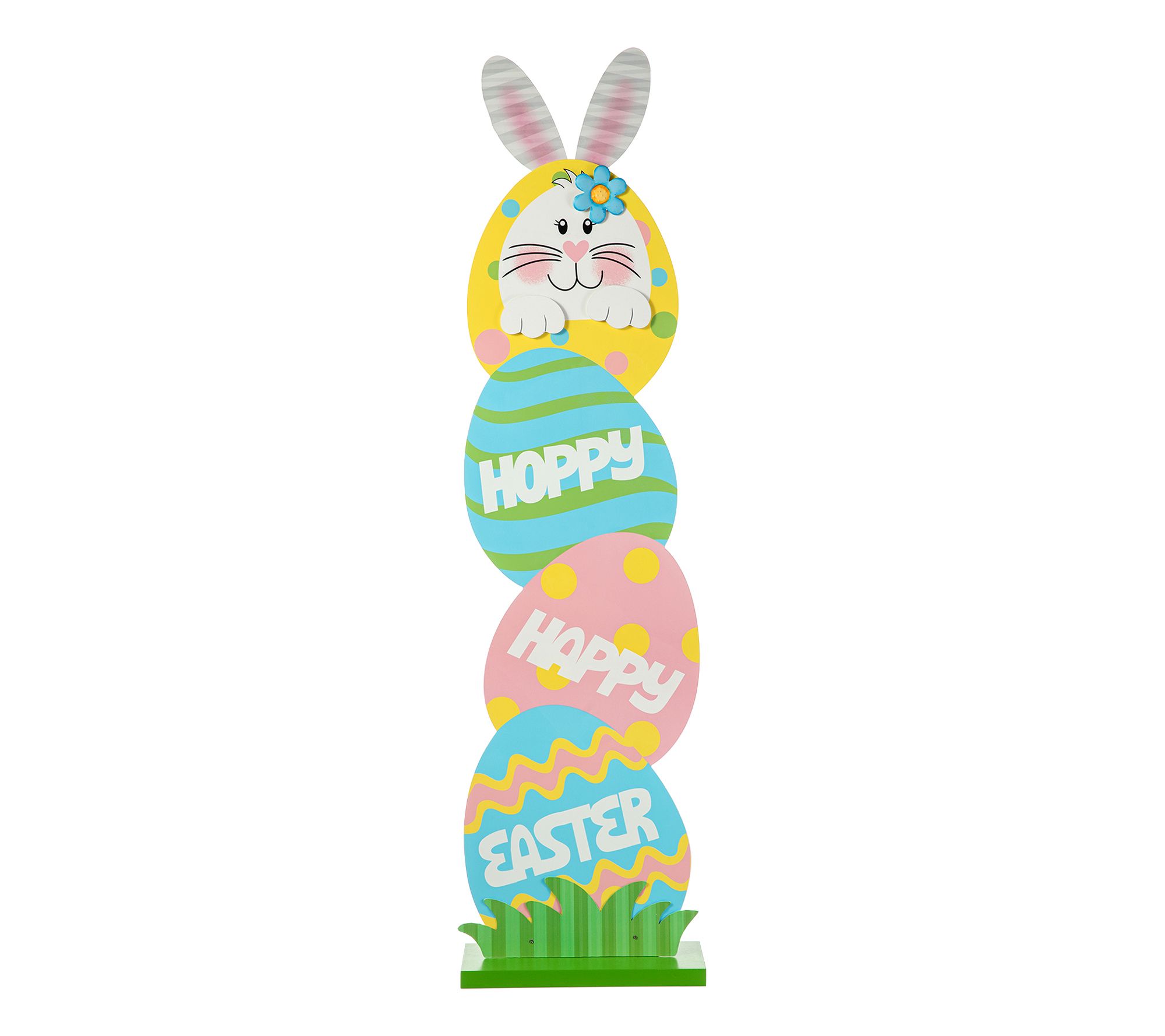 Glitzhome 42"H Easter Wooden Bunny and Eggs Porch Sign - QVC.com
