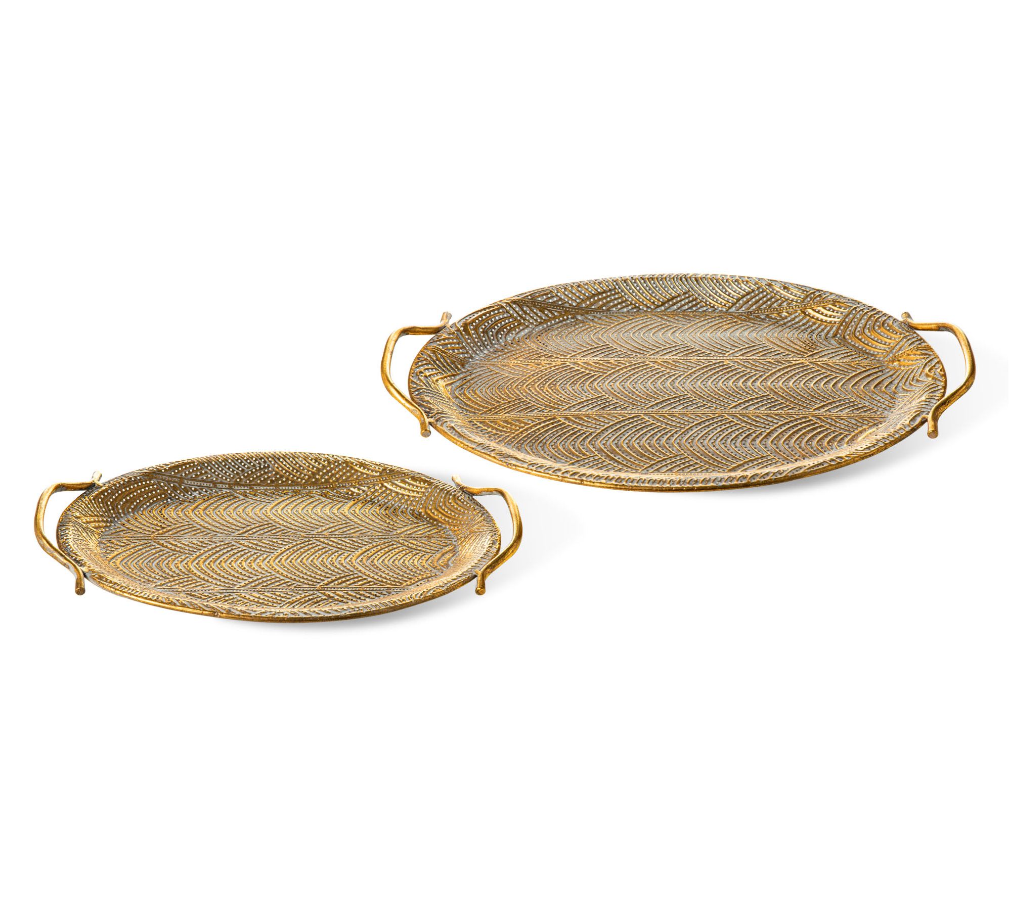 Glitzhome Set of 2 Oval Metal Decorative Trays - QVC.com