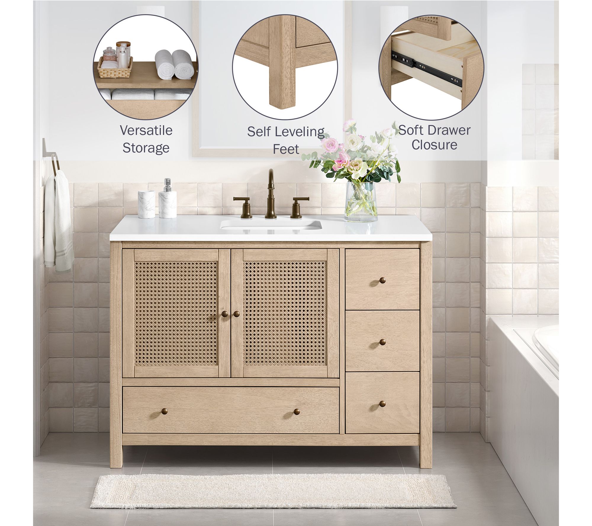 Alaterre Furniture Lucca 48" Vanity Cabinet Without Sink - QVC.com