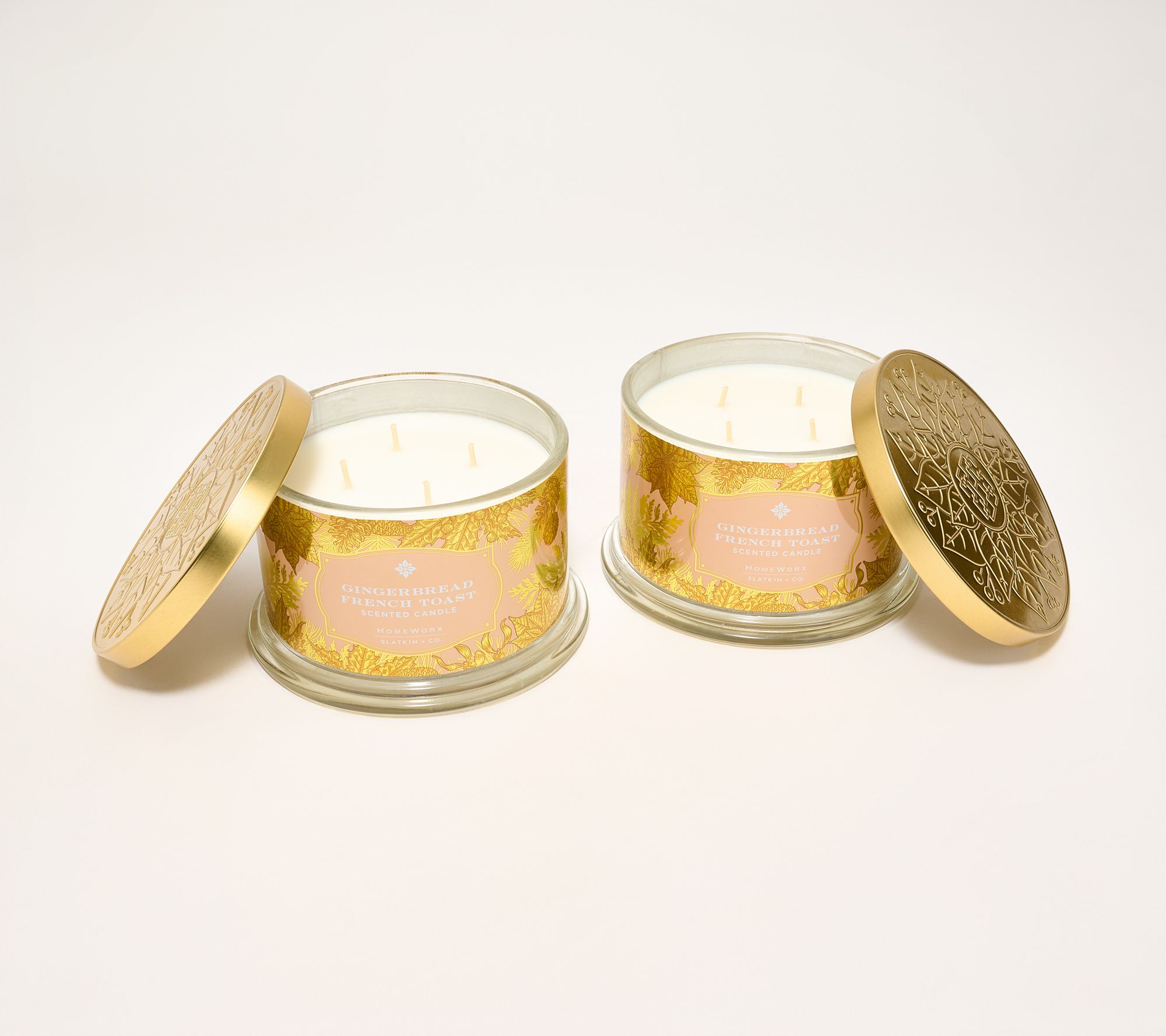 HomeWorx by Slatkin + Co. S/2 18oz Gingerbrd FT Candles - QVC.com